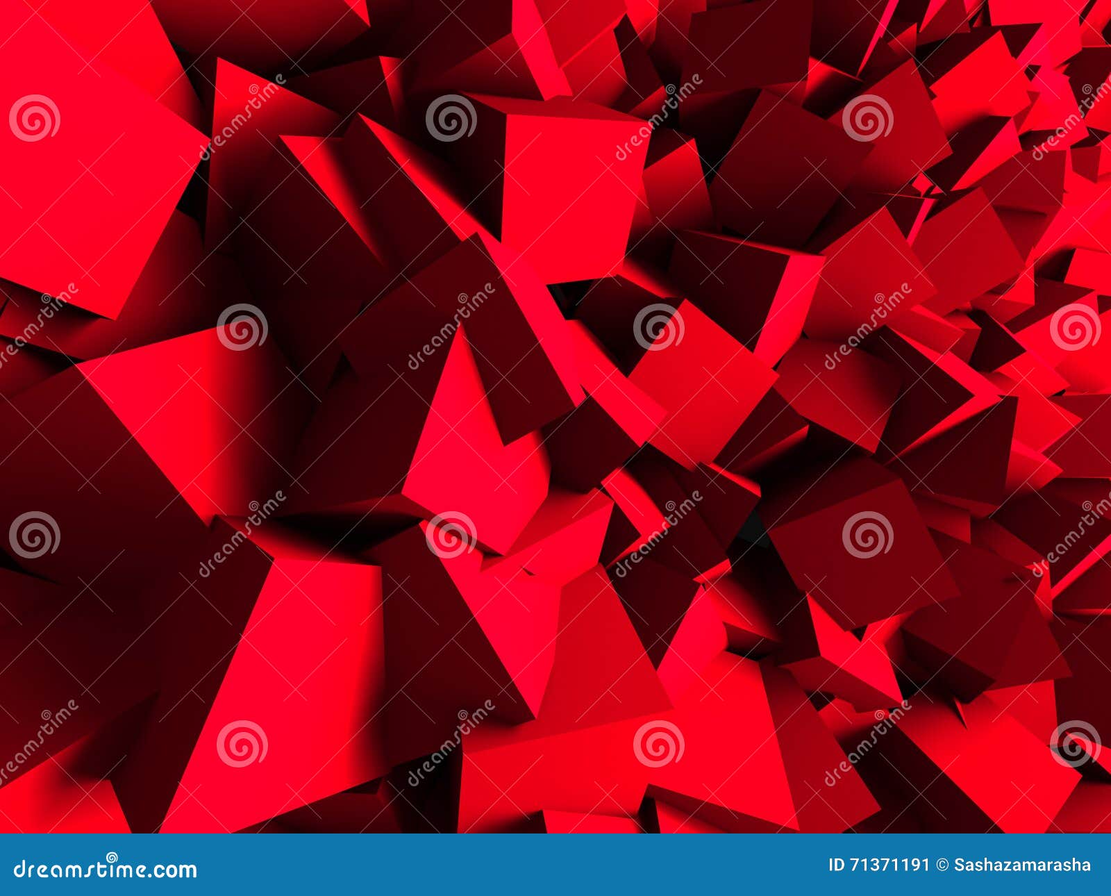 Red Chaotic Cubes Wall Background Stock Illustration - Illustration of ...