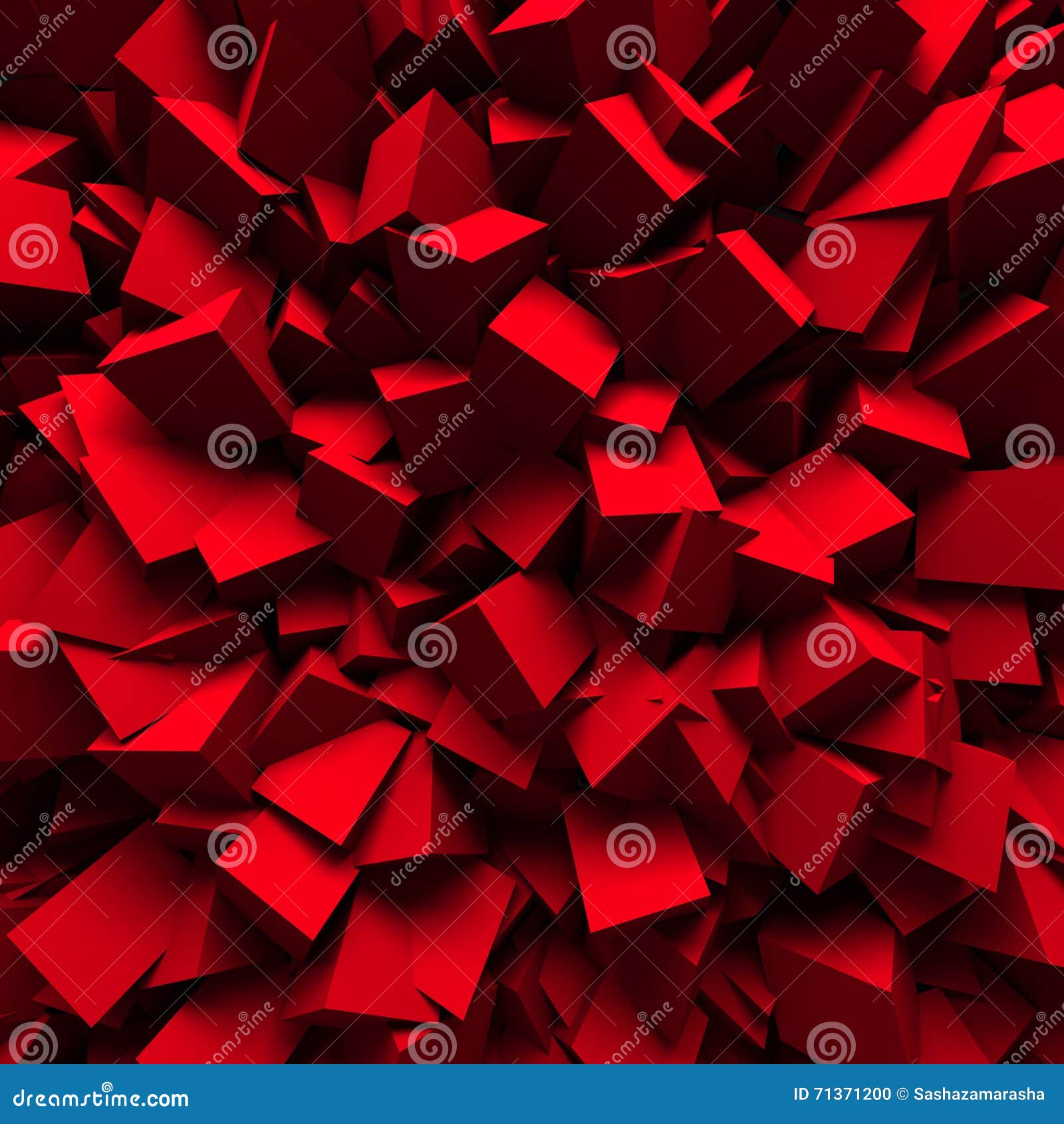 Red Chaotic Cubes Wall Background Stock Illustration - Illustration of ...