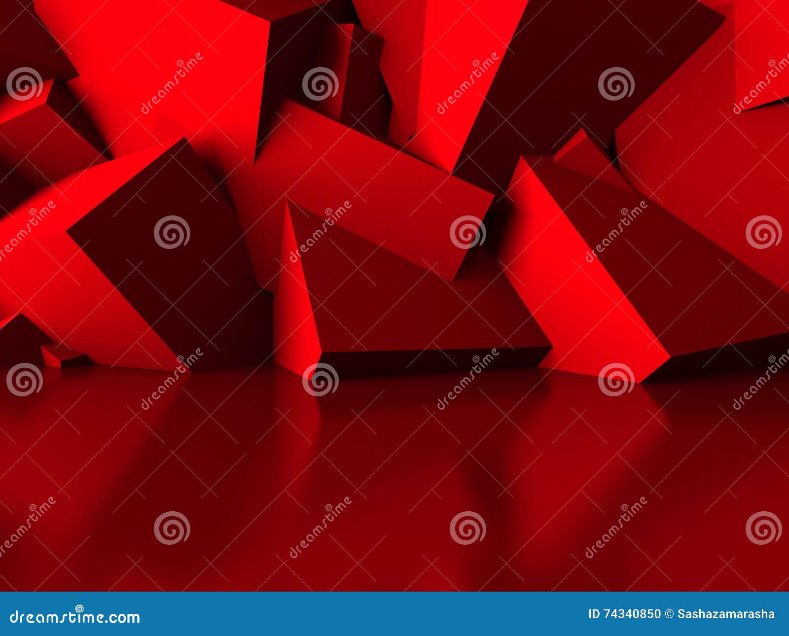 Red Chaotic Cubes Wall Background Stock Illustration - Illustration of ...