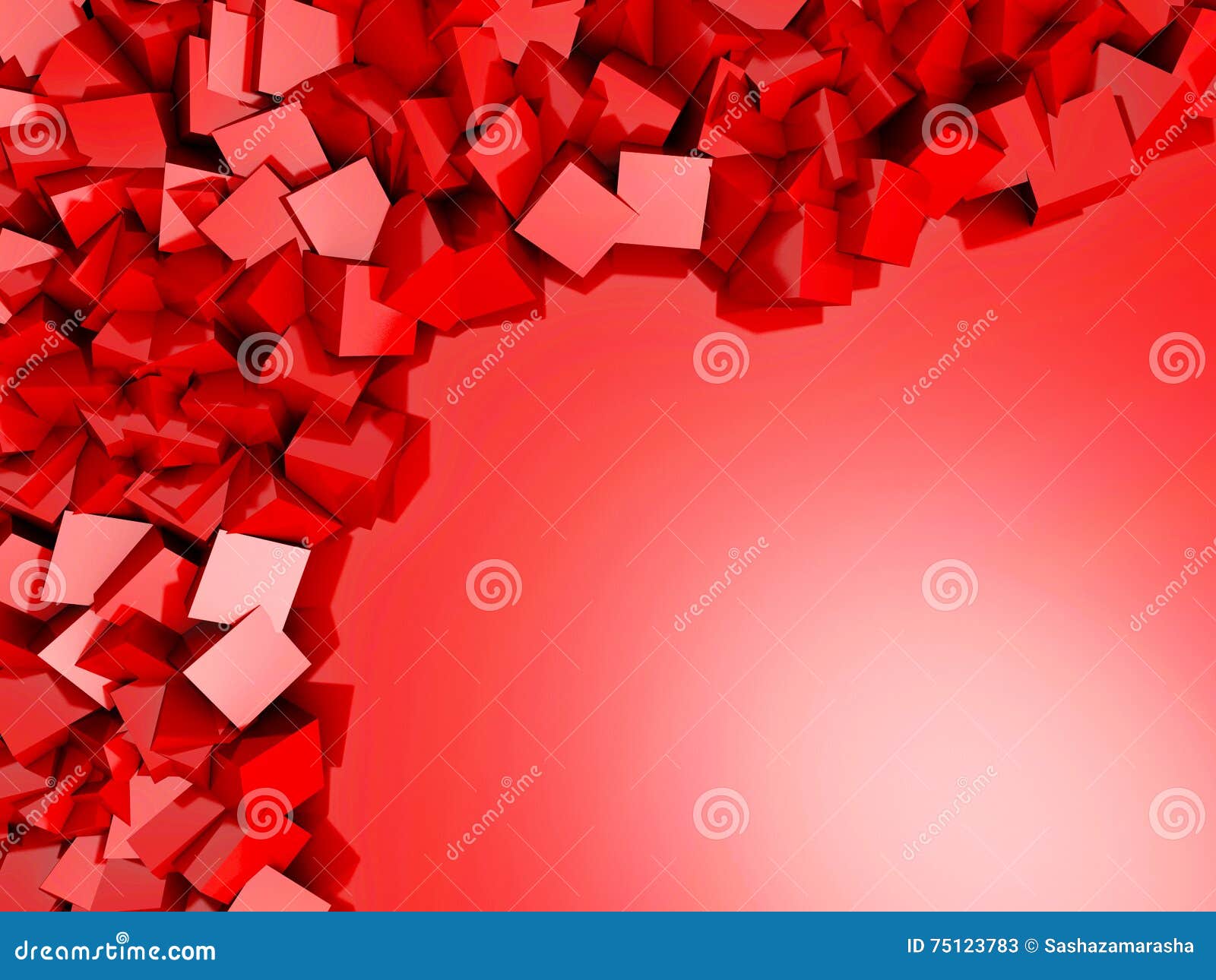 Red Chaotic Cubes Wall Background Stock Illustration - Illustration of ...