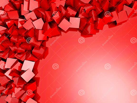 Red Chaotic Cubes Wall Background Stock Illustration - Illustration of ...