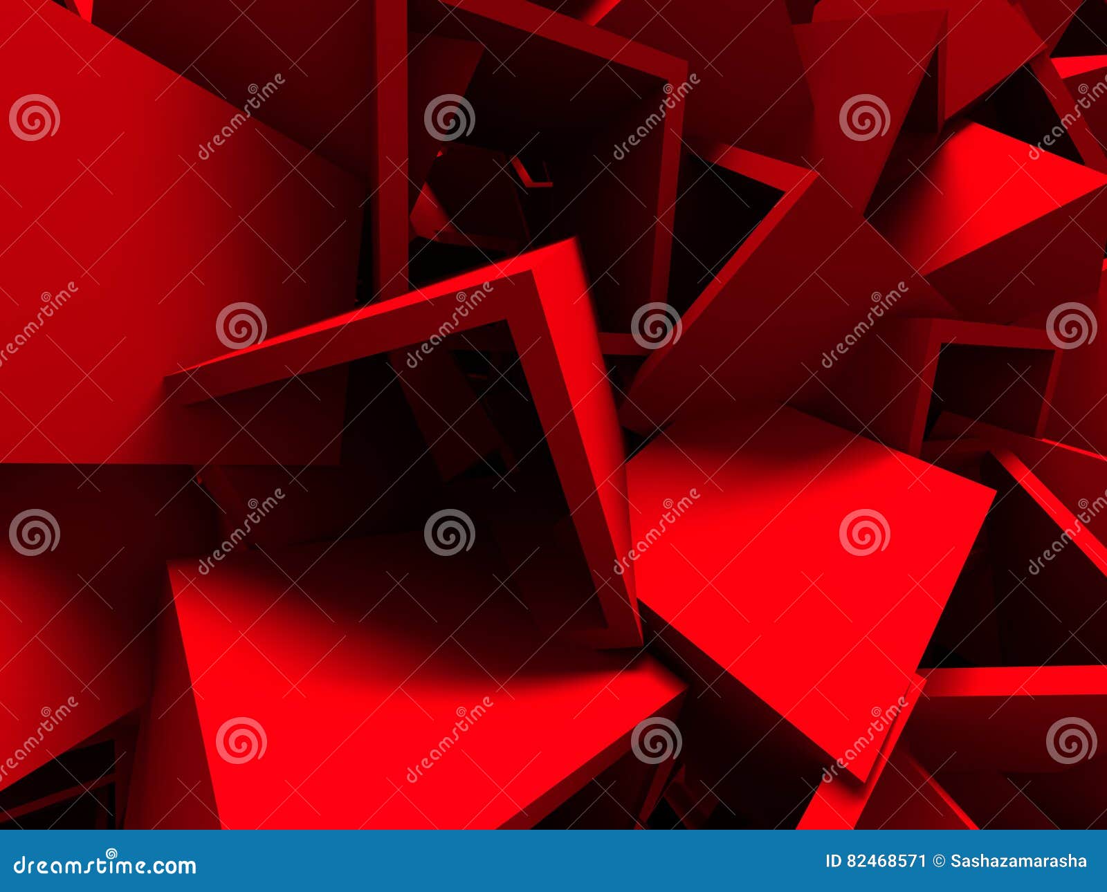 Red Chaotic Cubes Wall Background Stock Illustration - Illustration of ...