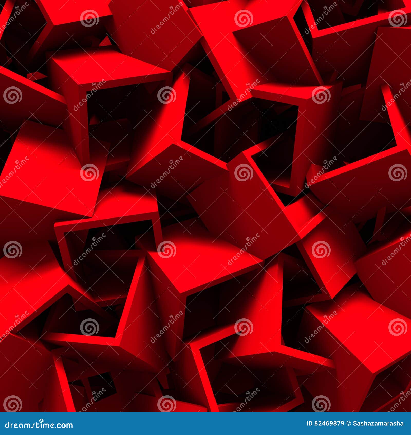 Red Chaotic Cubes Wall Background Stock Illustration - Illustration of ...