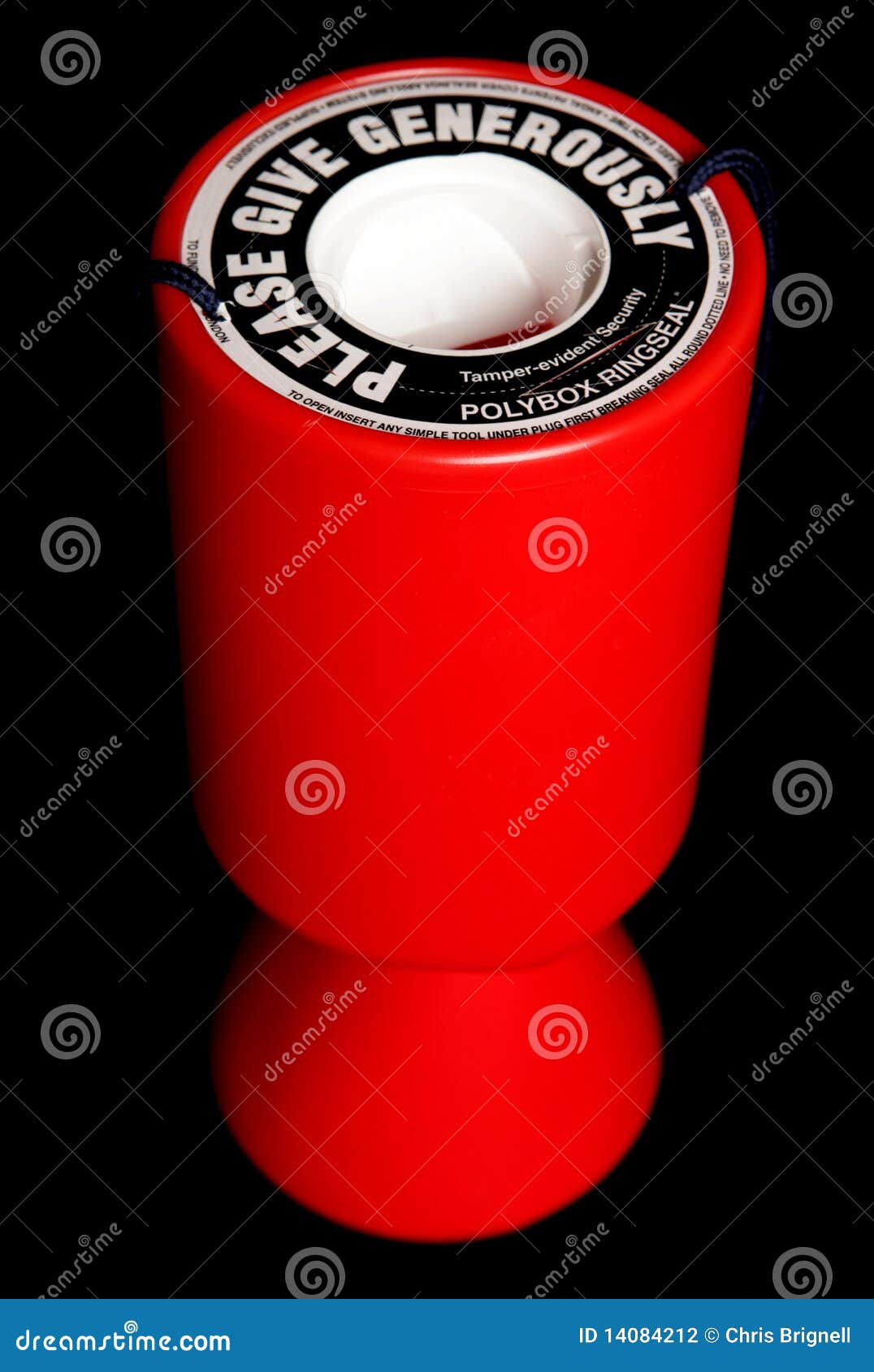 Red charity collection tin stock photo. Image of moneybox - 14084212