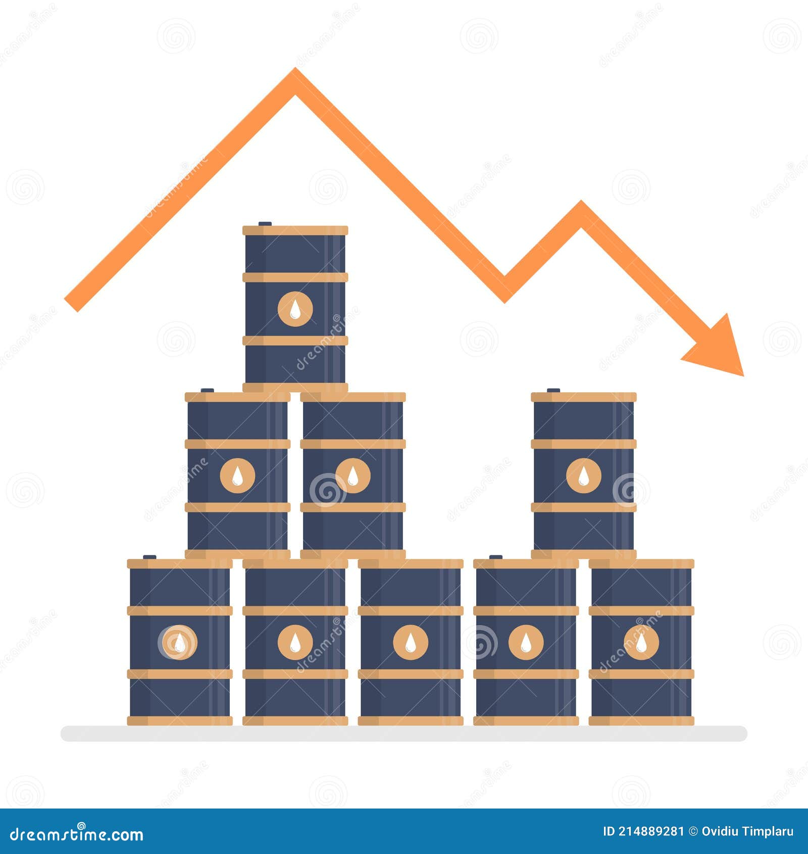 Red Chart Arrow and Oil Barrels Vector Illustration Stock Vector ...
