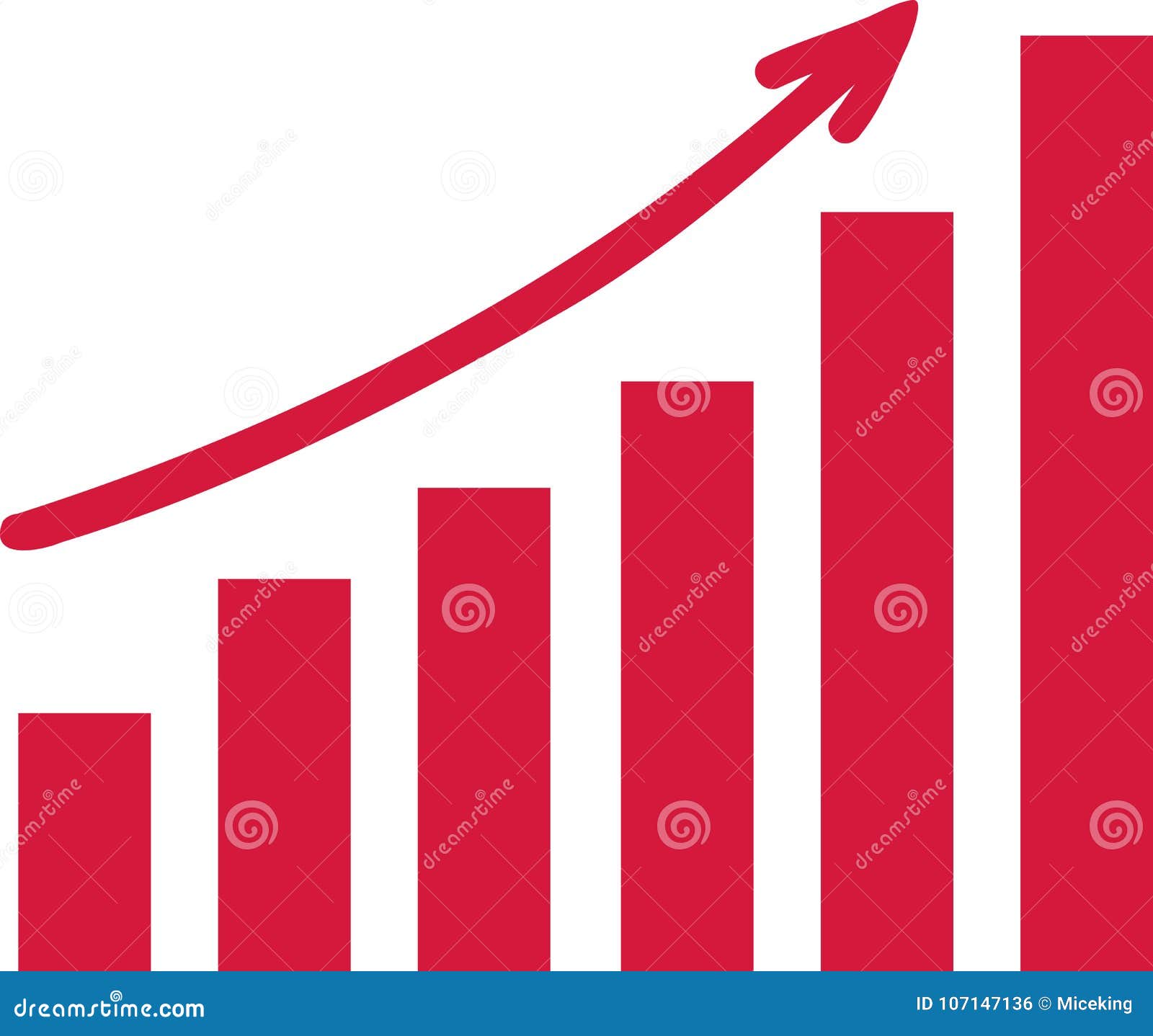 Red chart with arrow up stock vector. Illustration of progress - 107147136