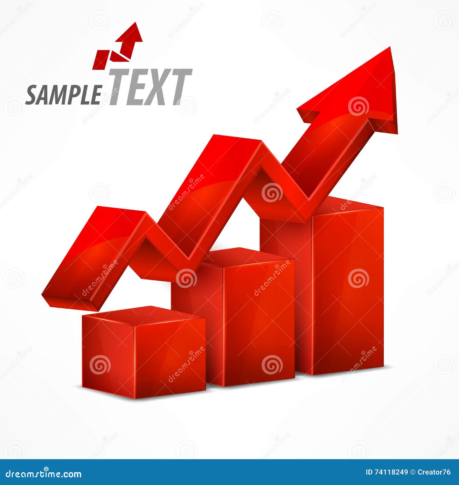 Red Chart with Arrow on White Stock Vector - Illustration of ...