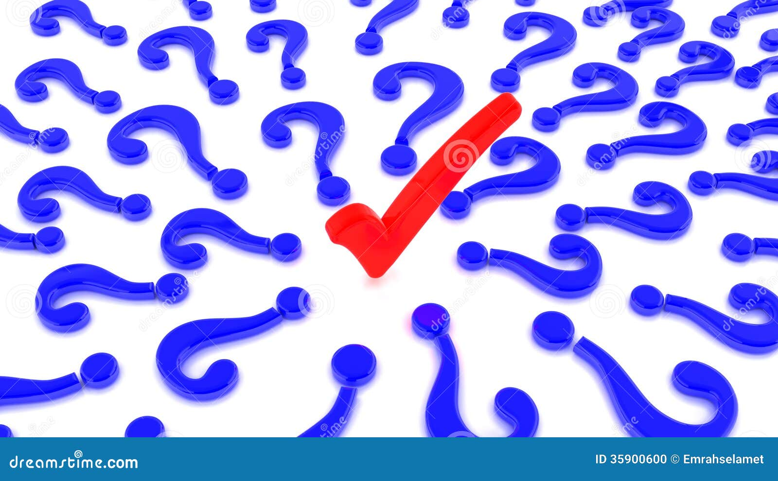 Red Check Blue Question Marks Solution Picture. Image: 35900600