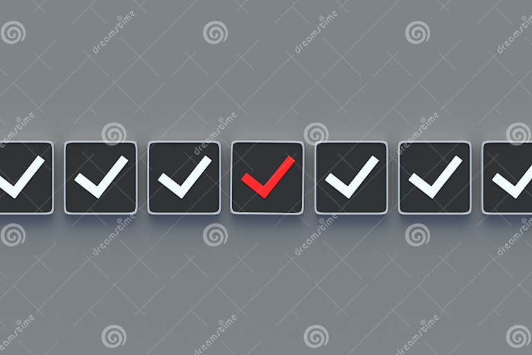 Red Check Mark on Button. Incorrect Choice Concept. Wrong Decision ...