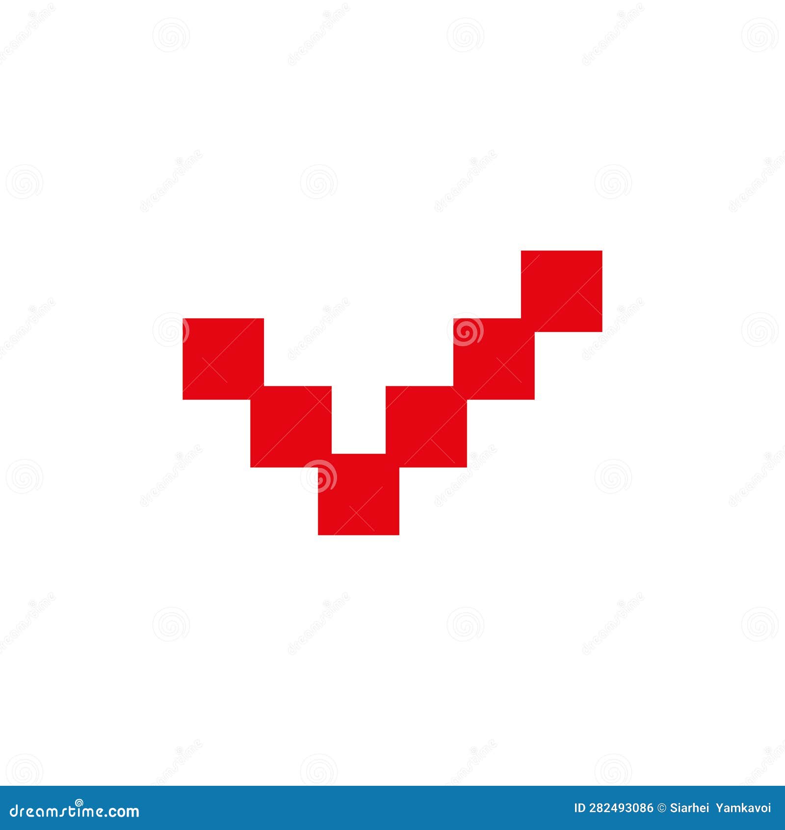 Red Check Mark Symbol. Vector Icon. Pixel Art and Dot Style Stock ...