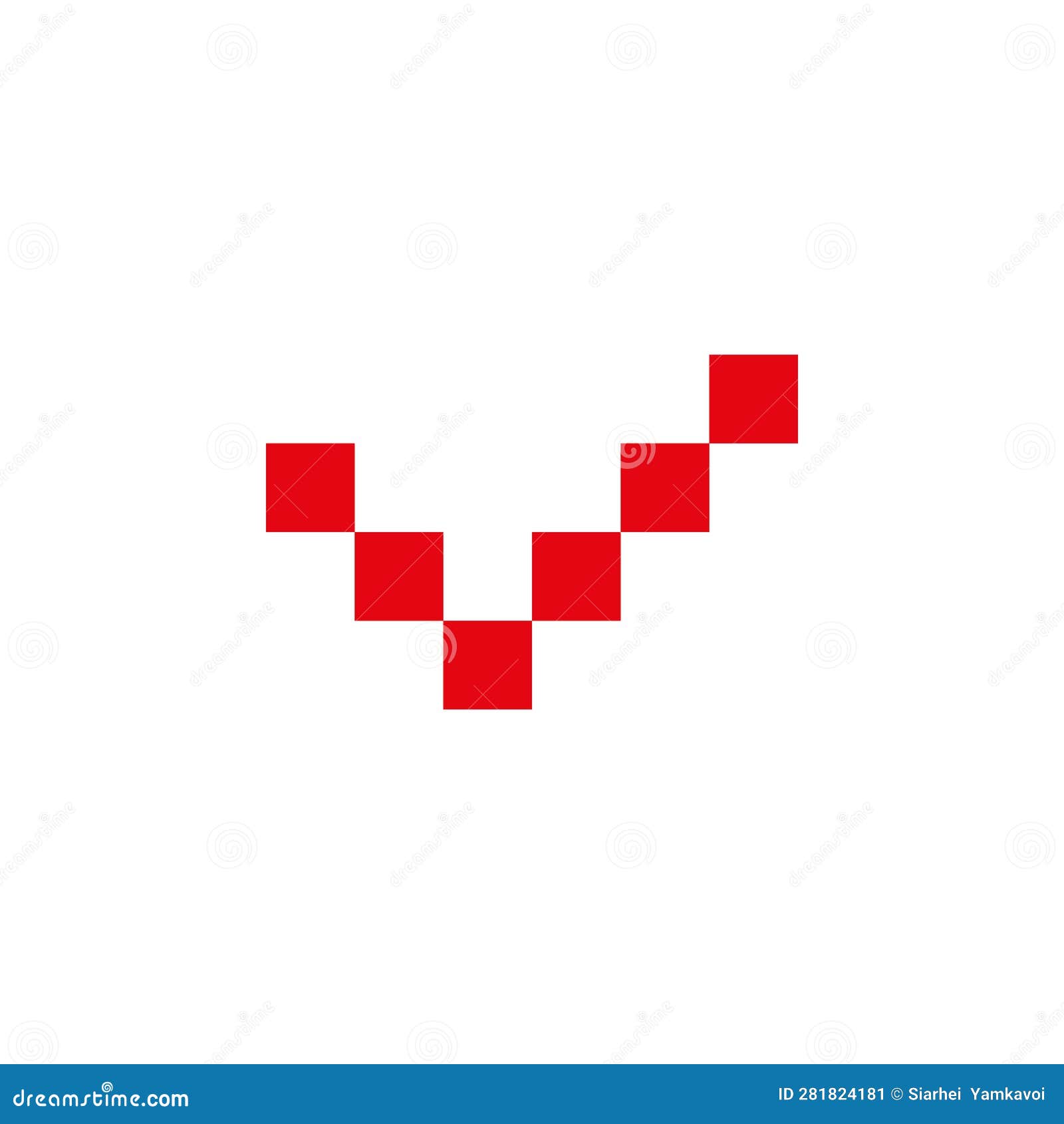 Red Check Mark Symbol. Vector Icon. Pixel Art and Dot Style Stock ...
