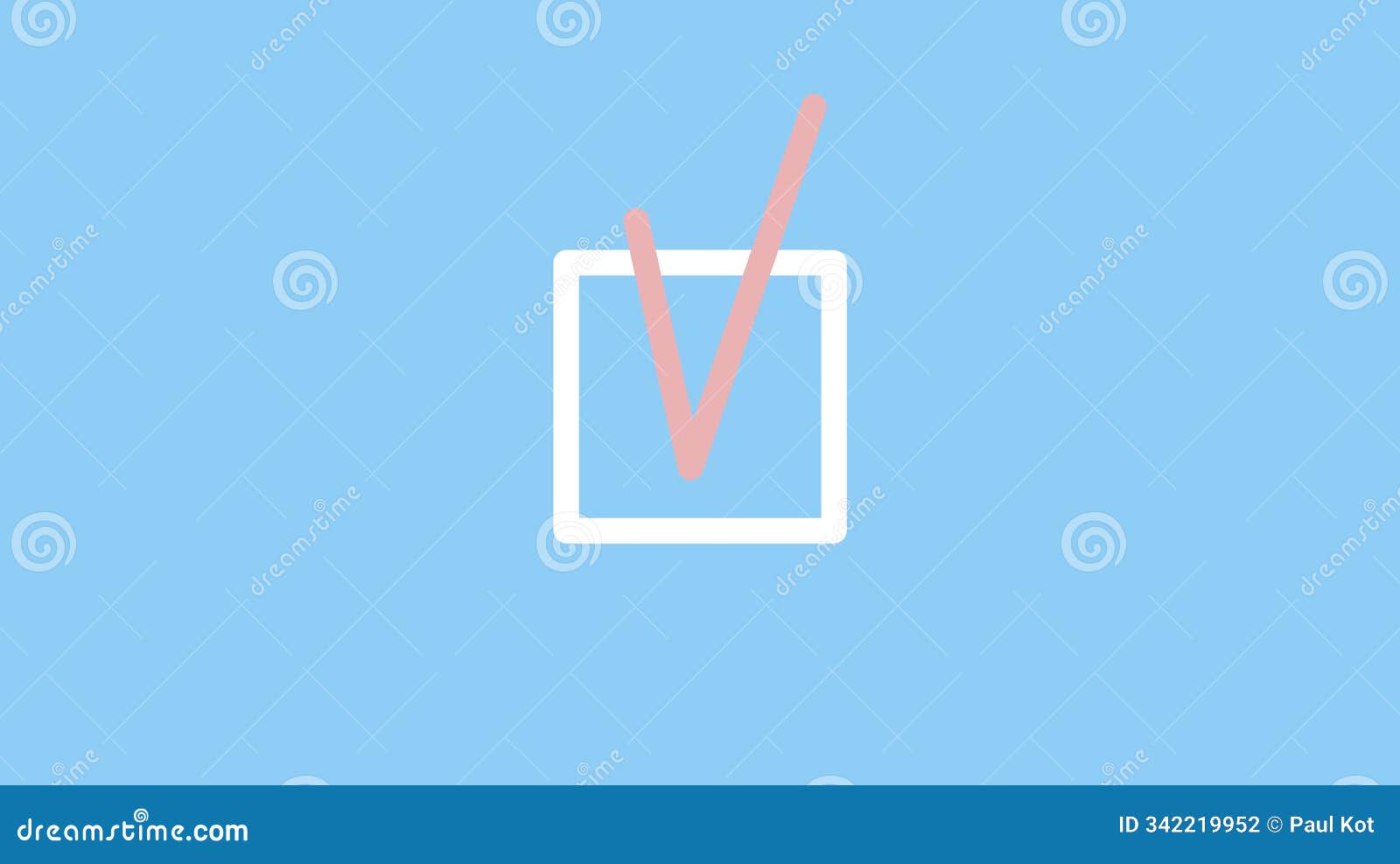 A Red Check Mark in a White Square on a Blue Background Stock ...