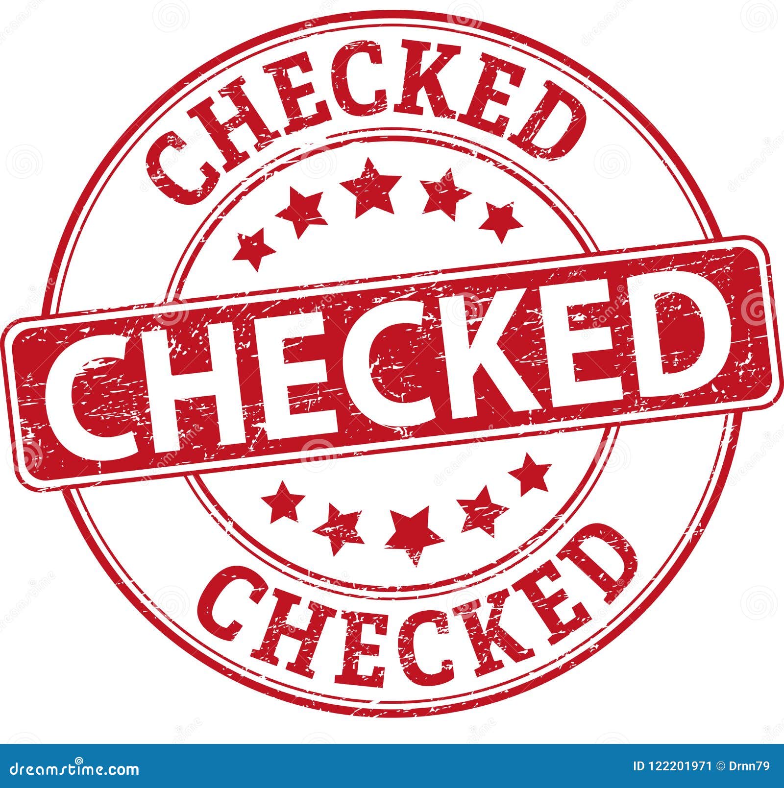 Red Checked Round Textured Rubber Stamp Badge Stock Illustration ...