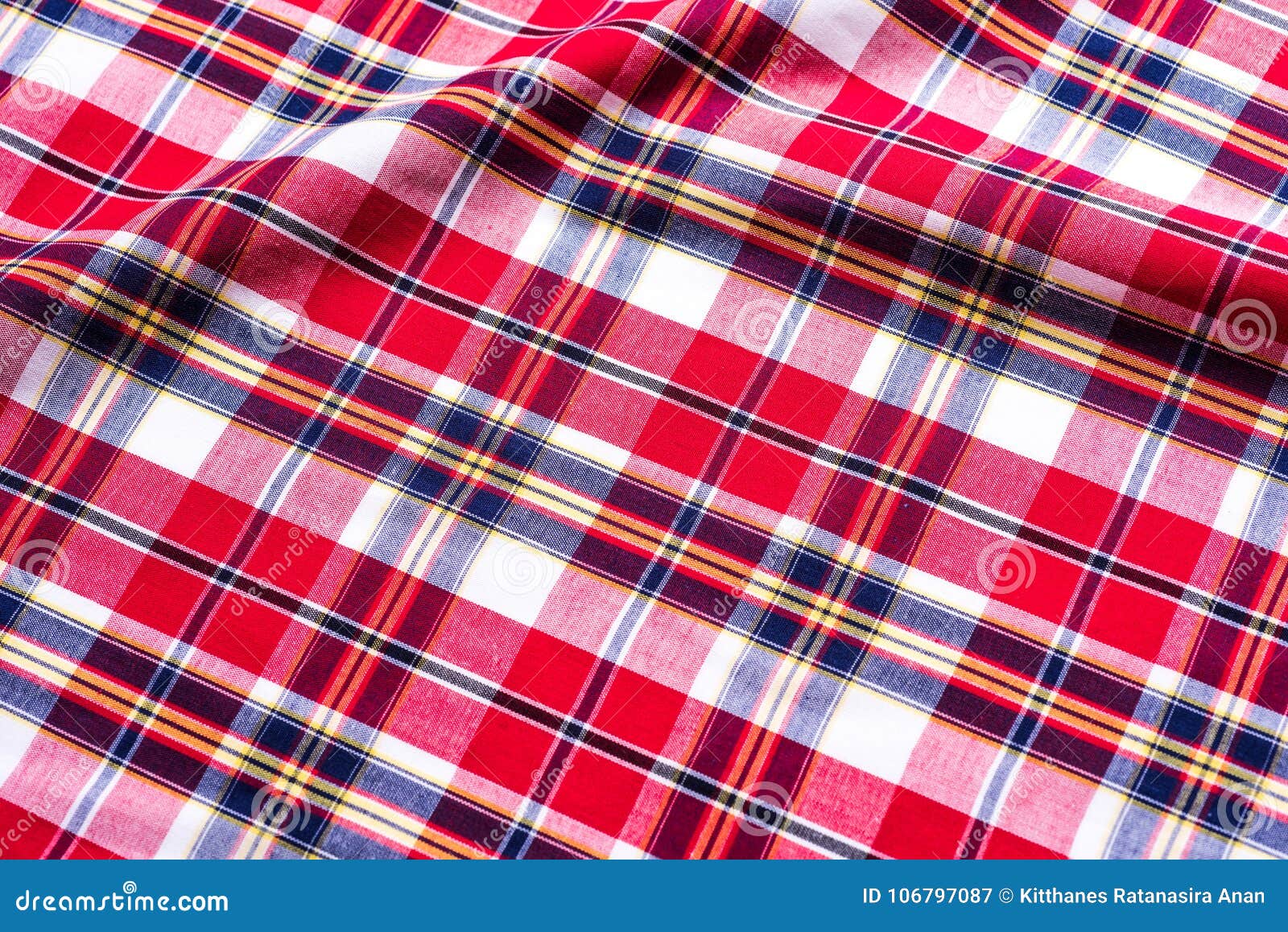Red Checkered Fabric Background Texture. Stock Image - Image of cotton ...