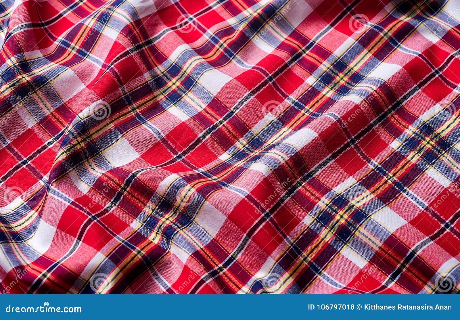 Red Checkered Fabric Background Texture. Stock Photo - Image of ...