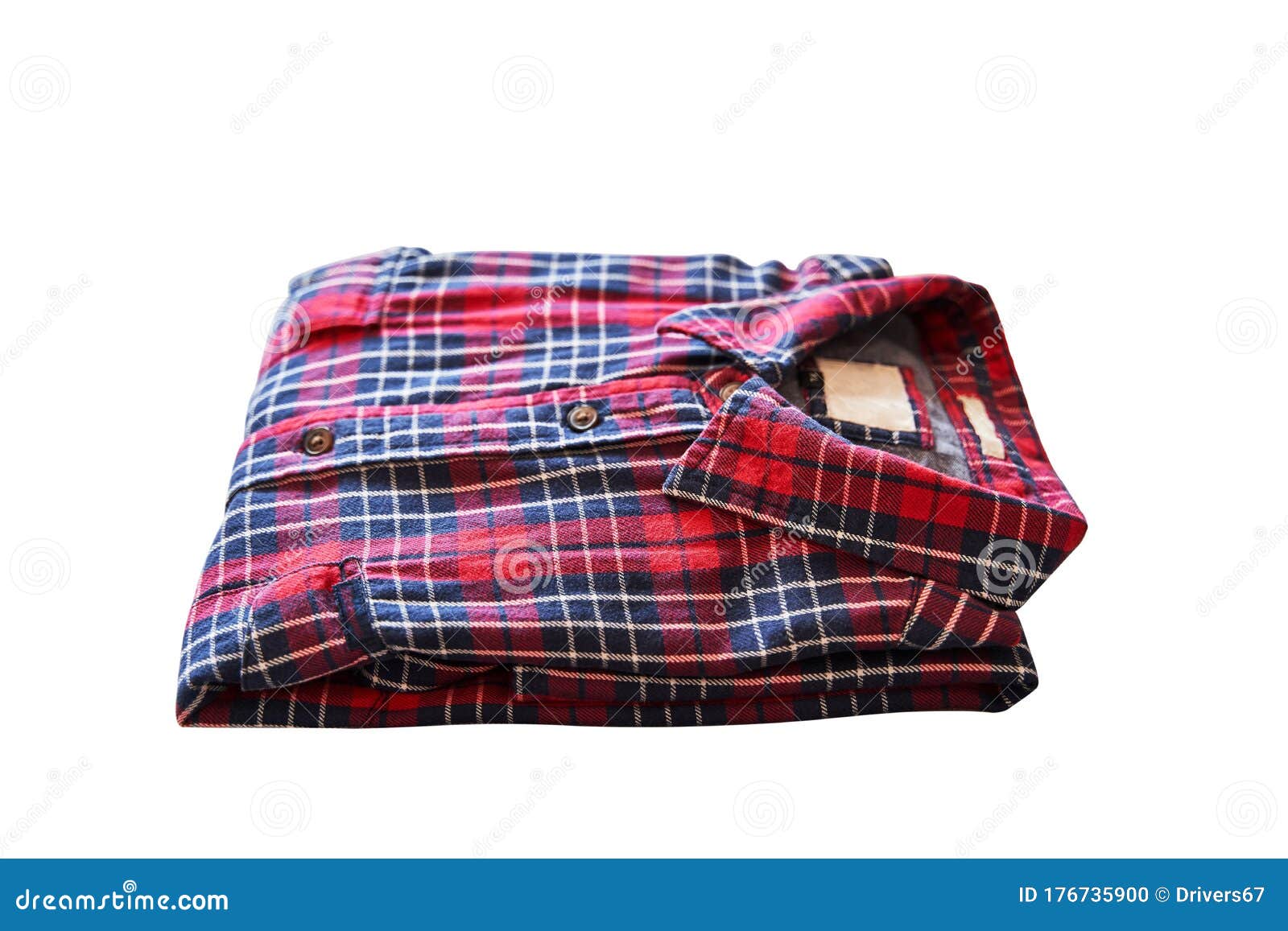 Red Checkered Flannel Shirt Folded on a White Isolated Background Stock ...
