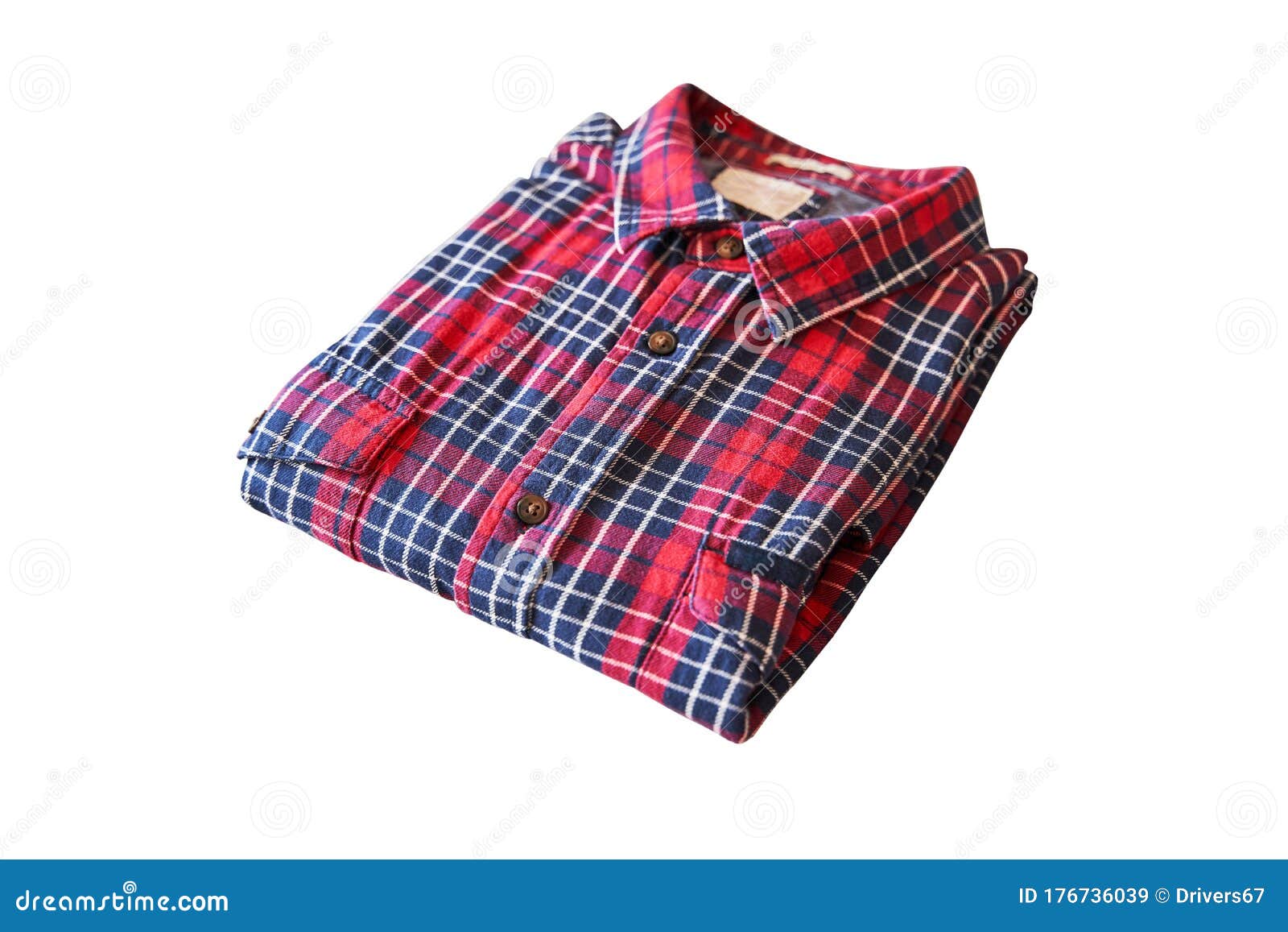Red Checkered Flannel Shirt Folded on a White Isolated Background Stock ...
