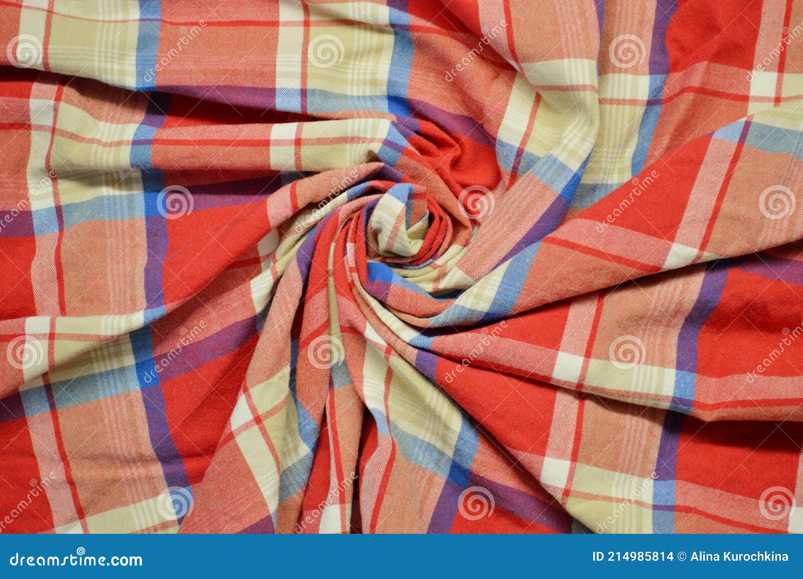 Red Checkered Print Textile As a Background. Red Material Texture on ...