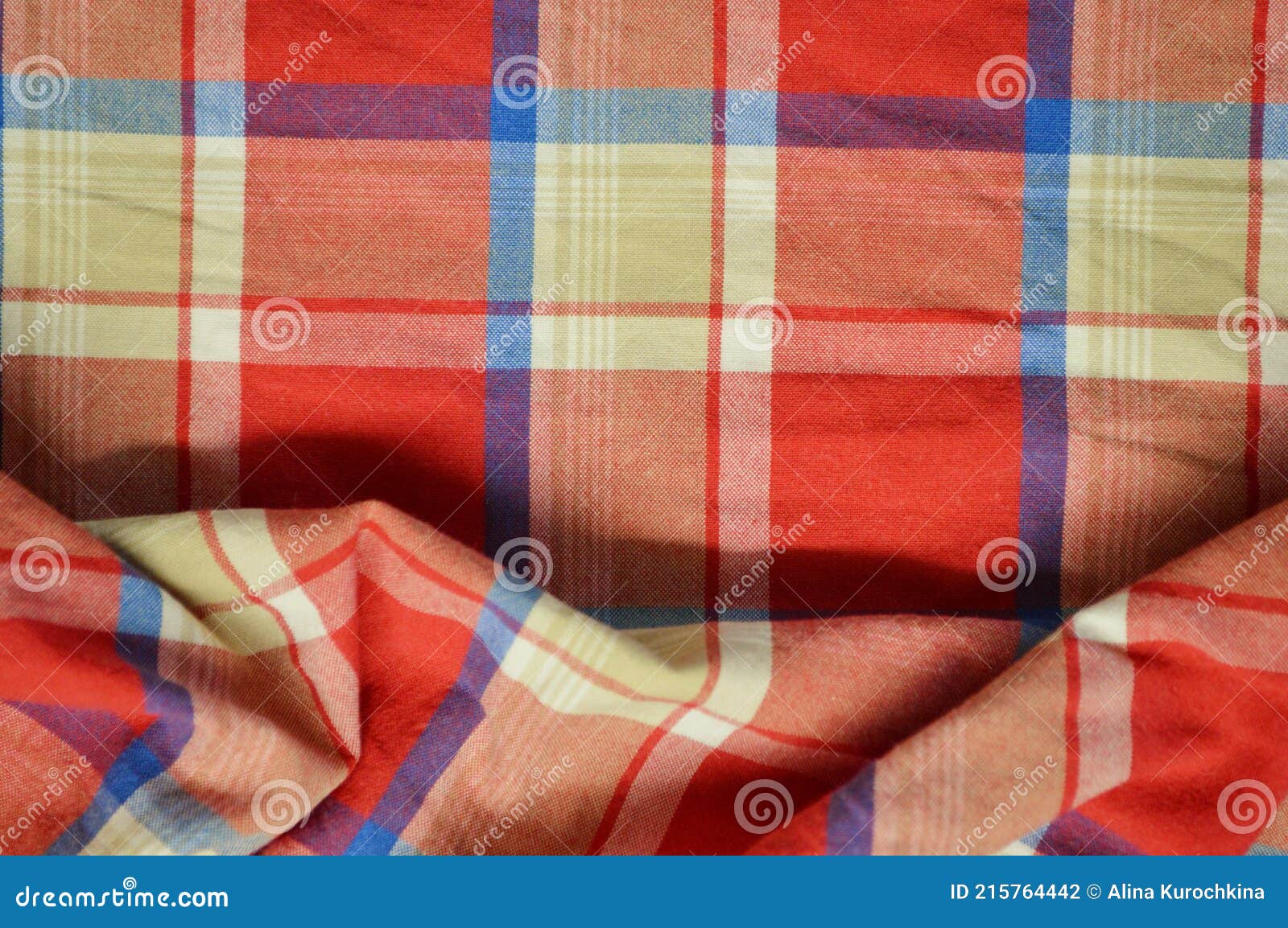 Red Checkered Print Textile As a Background. Red Material Texture on ...