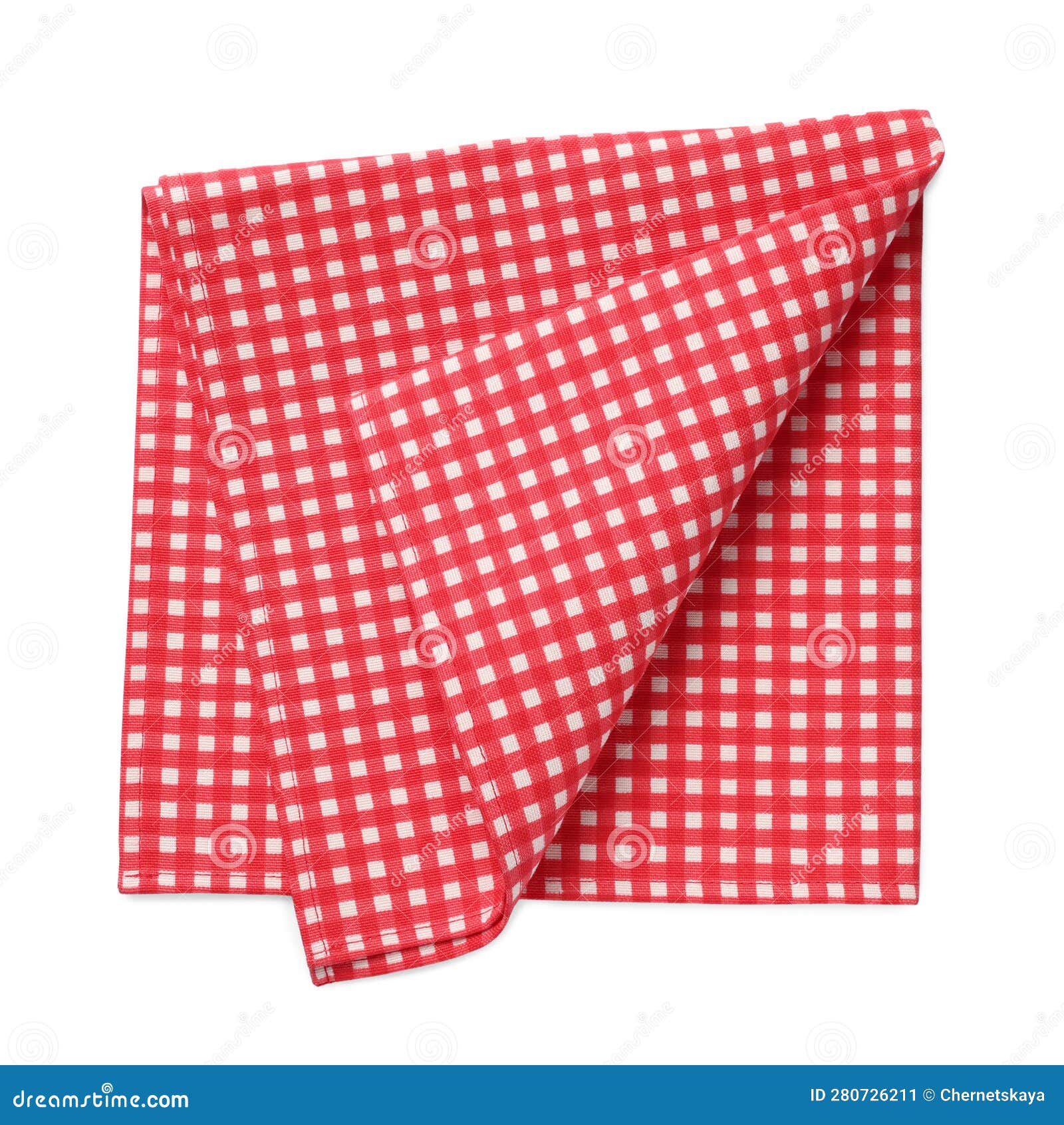 Red Checkered Tablecloth on White Background, Top View Stock Image ...