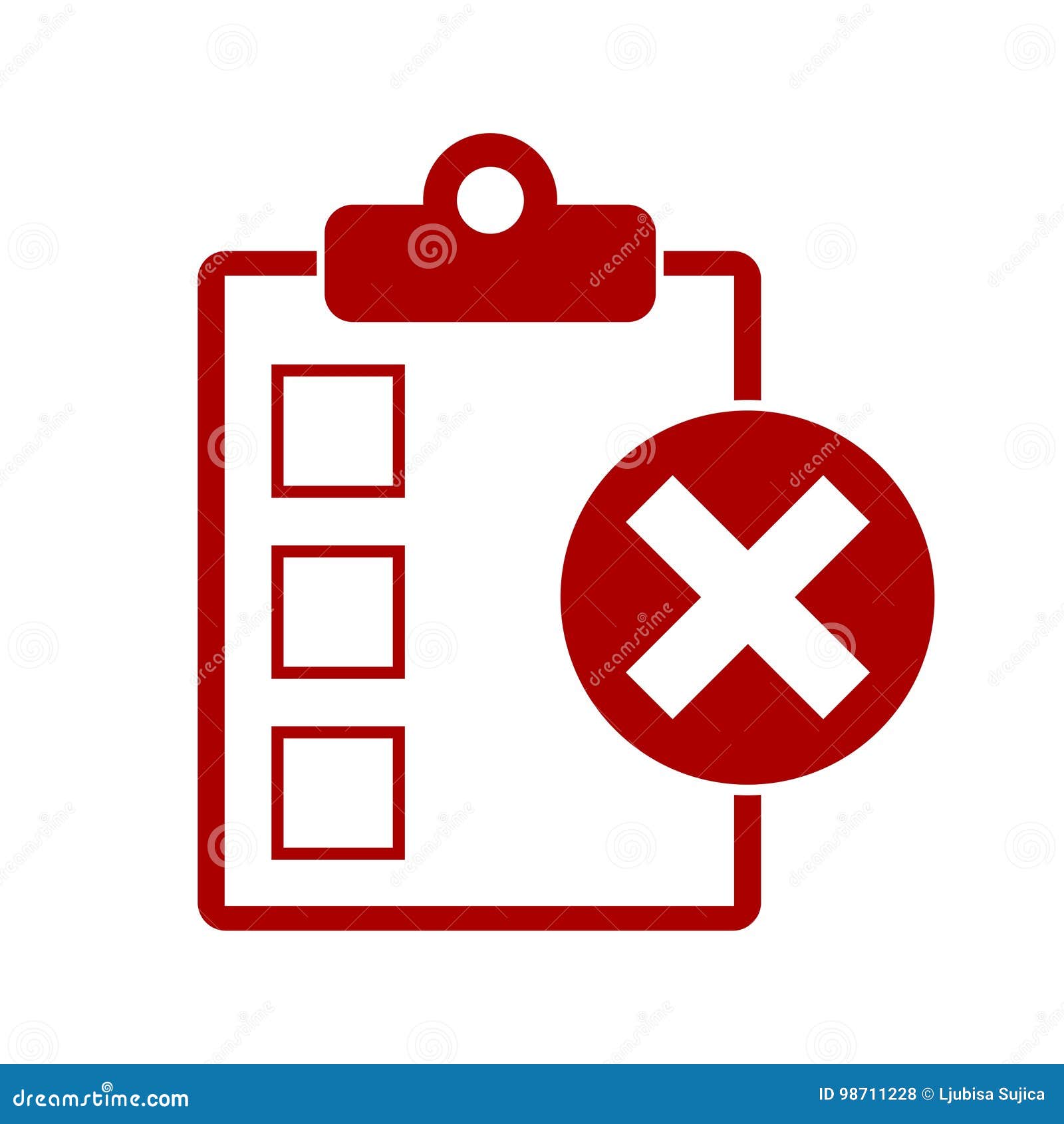 Red Checklist with X Mark Icon Stock Vector - Illustration of interview ...