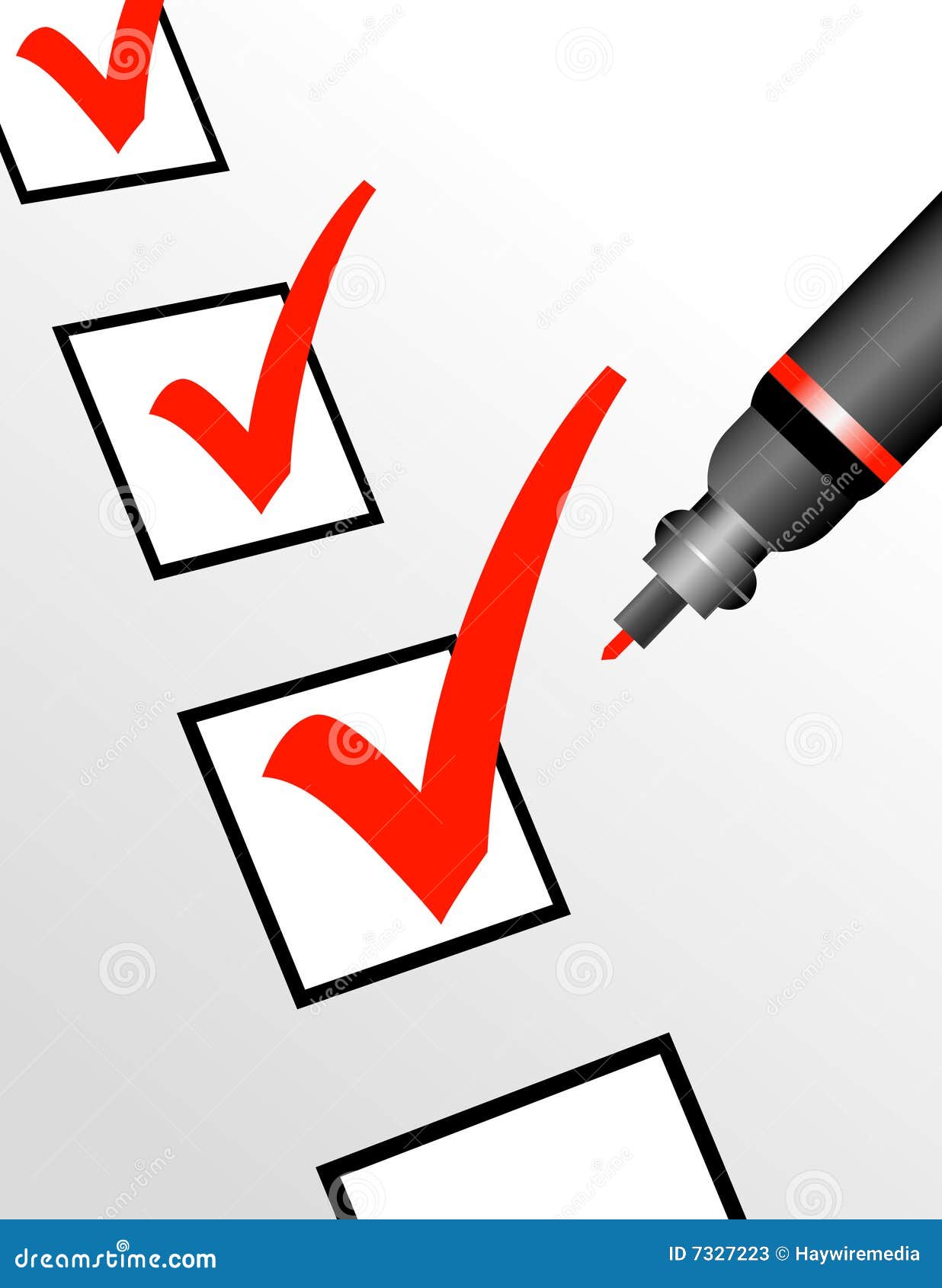 Red Checkmark with Pen stock vector. Illustration of affirmative - 7327223
