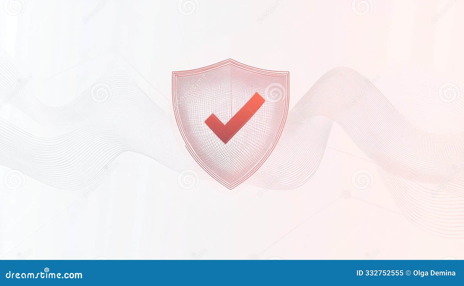 Red Checkmark on a Shield Symbol Over a Light Abstract Background ...