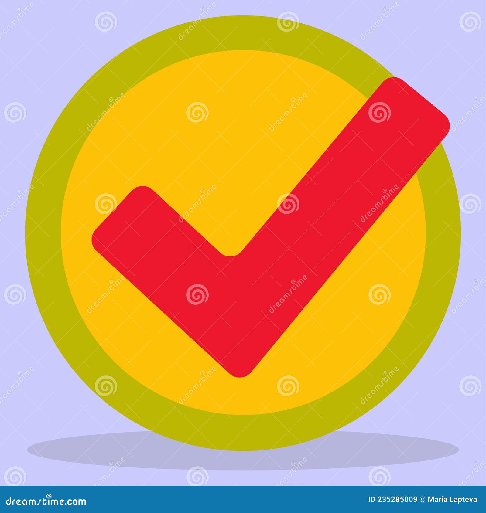 A Red Checkmark in a Yellow Circle. Vector Icon. Stock Vector ...