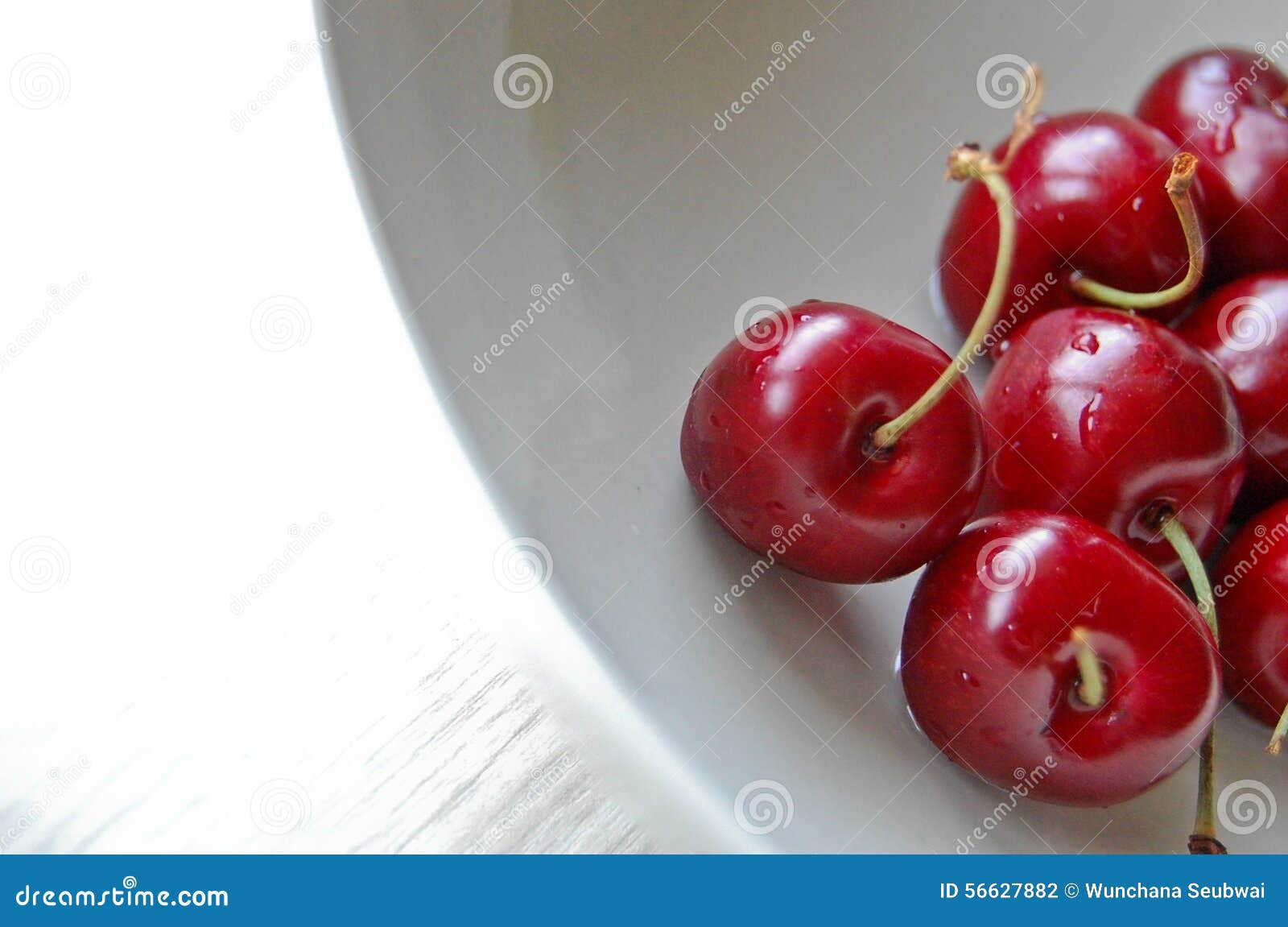 Red cheery in white dish stock photo. Image of nutrition - 56627882