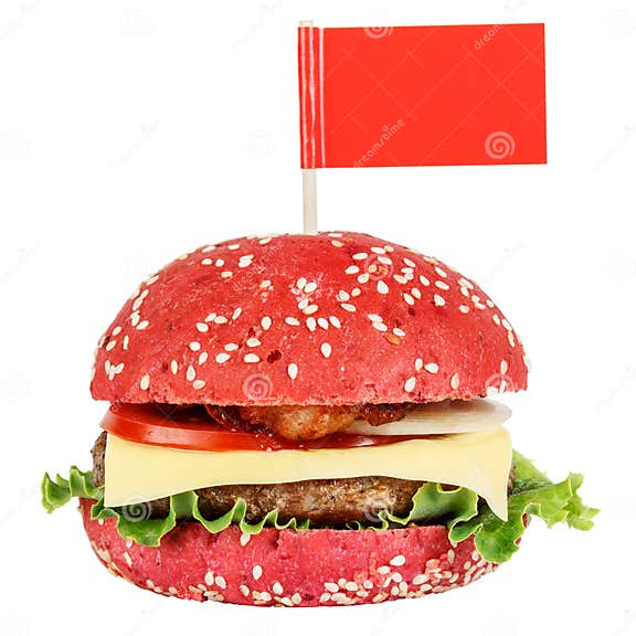 Red Cheeseburger Isolated on White Stock Photo - Image of cheeseburger ...