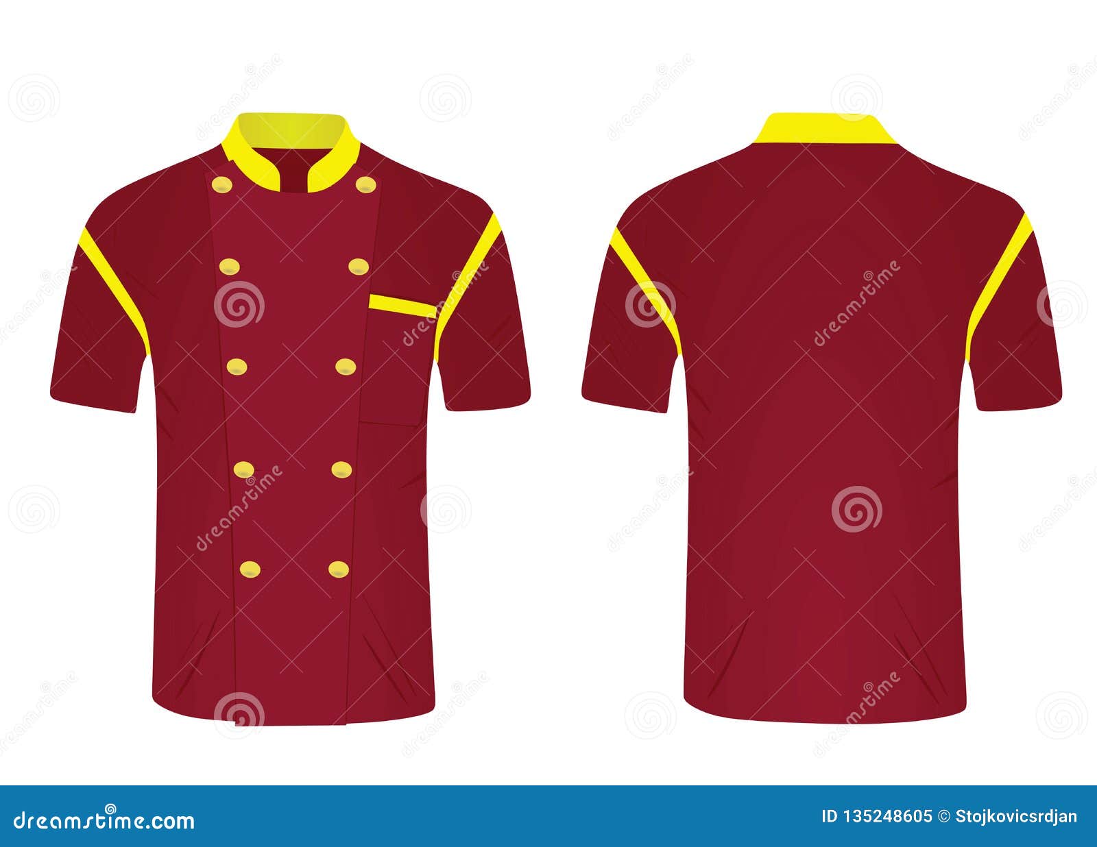 Red Chef Uniform, Front and Back View Stock Vector - Illustration of ...
