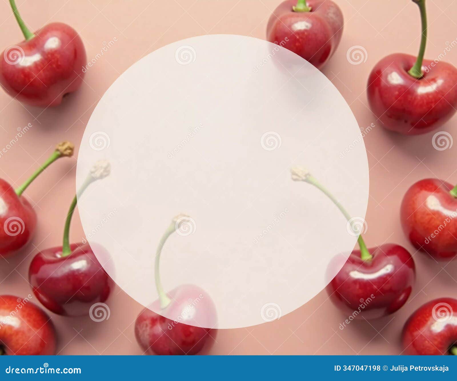 Red Cherries are Beautifully Arranged Around a Blank Circular Area ...