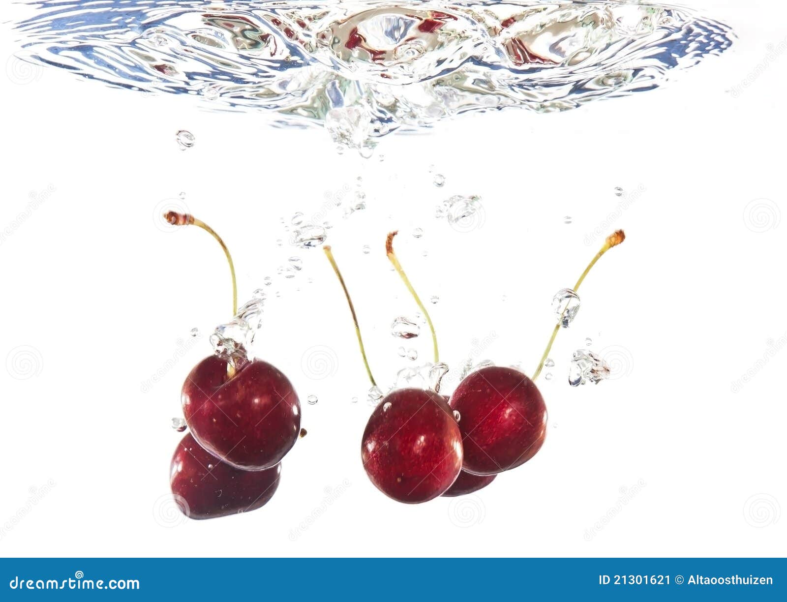 Red Cherries Falling into Clear Water Stock Image - Image of impact ...