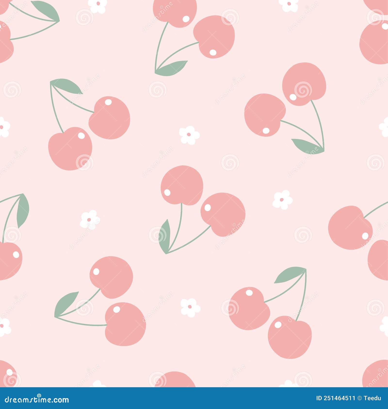 Red Cherries on a Pink Background Seamless Pattern Fruit Background ...