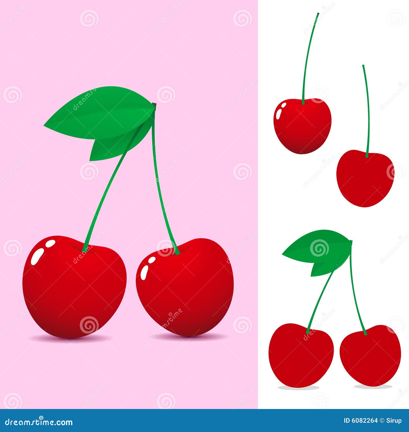 Red cherry stock vector. Illustration of juicy, nature - 6082264