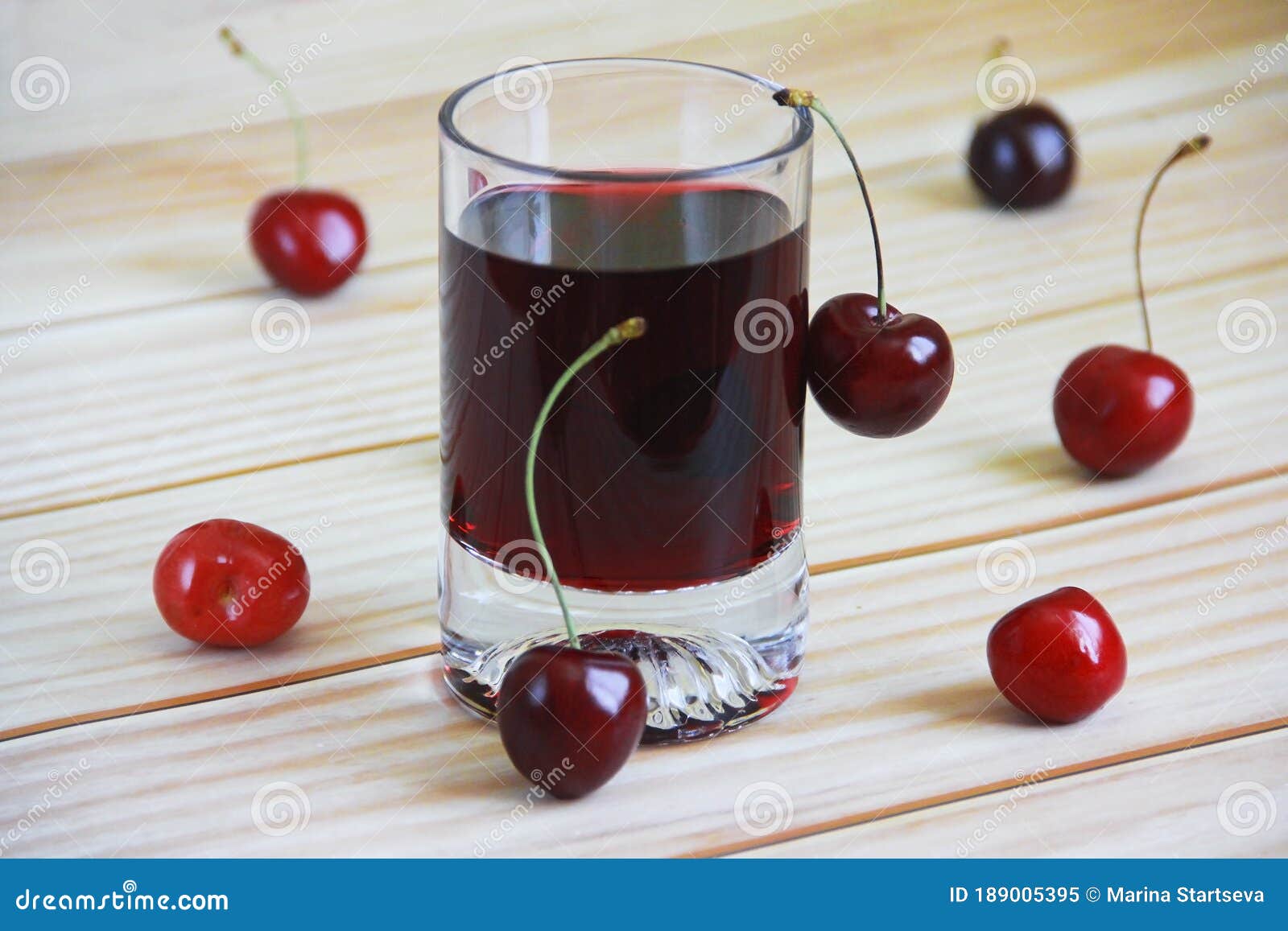Red Cherry Drink in a Glass and Cherry Fruit Stock Image - Image of ...