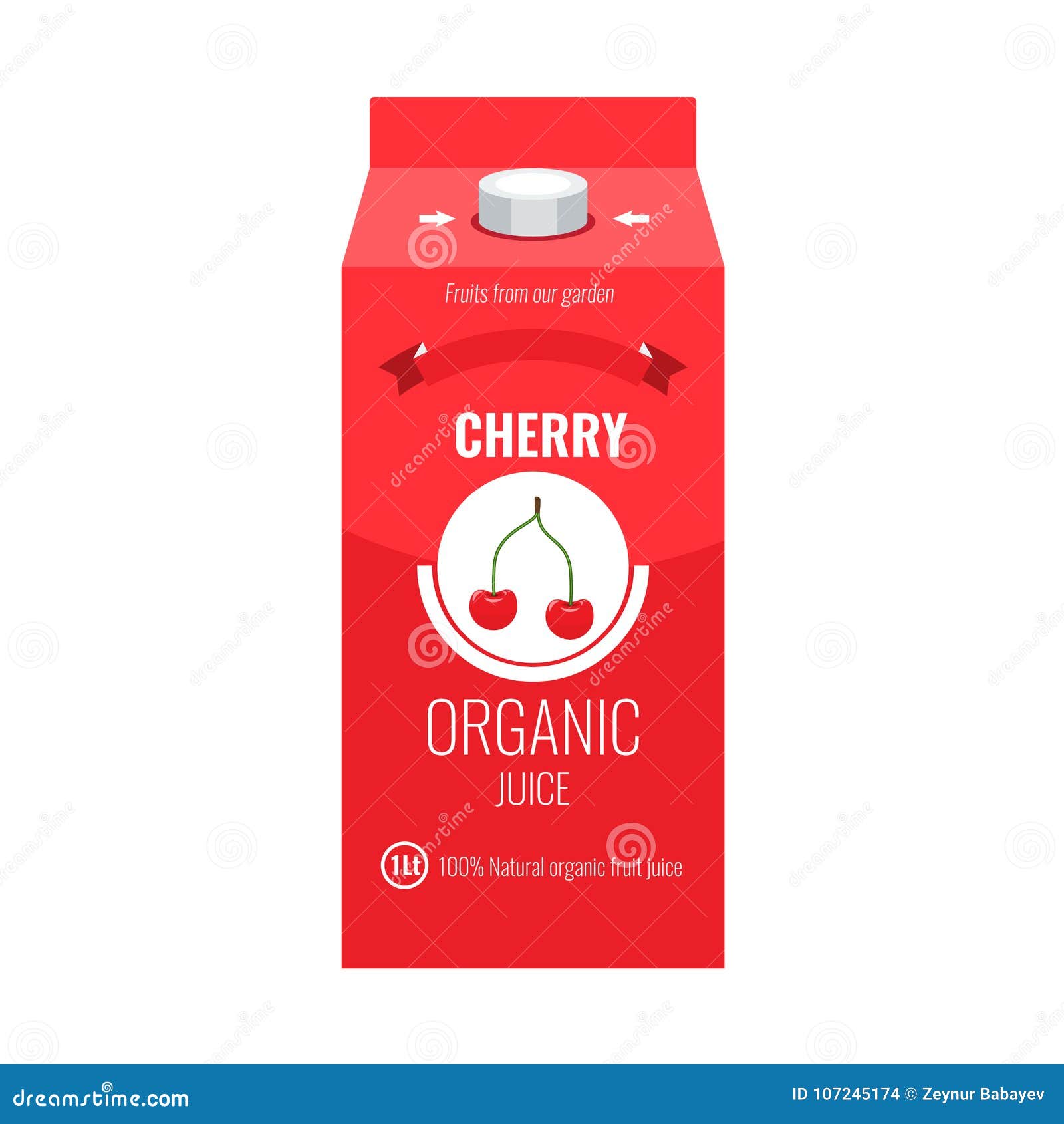 Red Cherry Juice Box Package with Solid and Flat Color Design Style ...