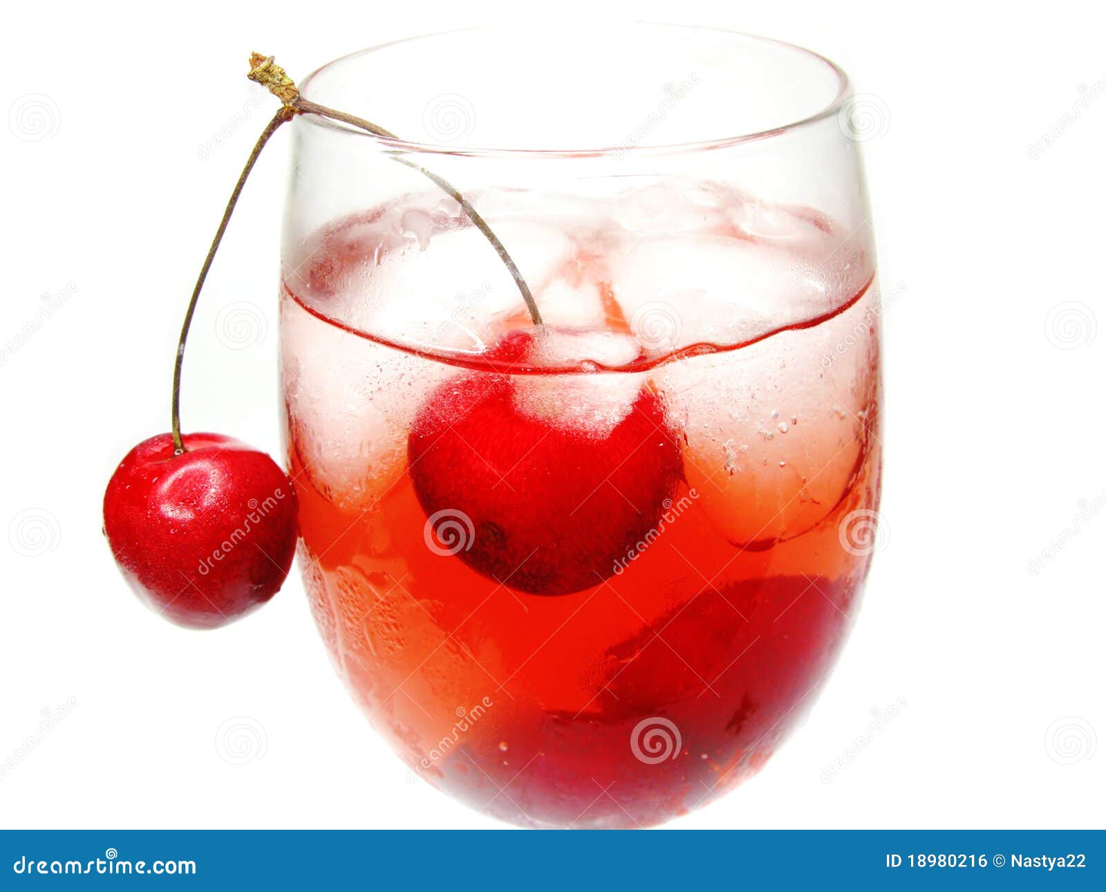 Red cherry juice with ice stock photo. Image of frozen - 18980216