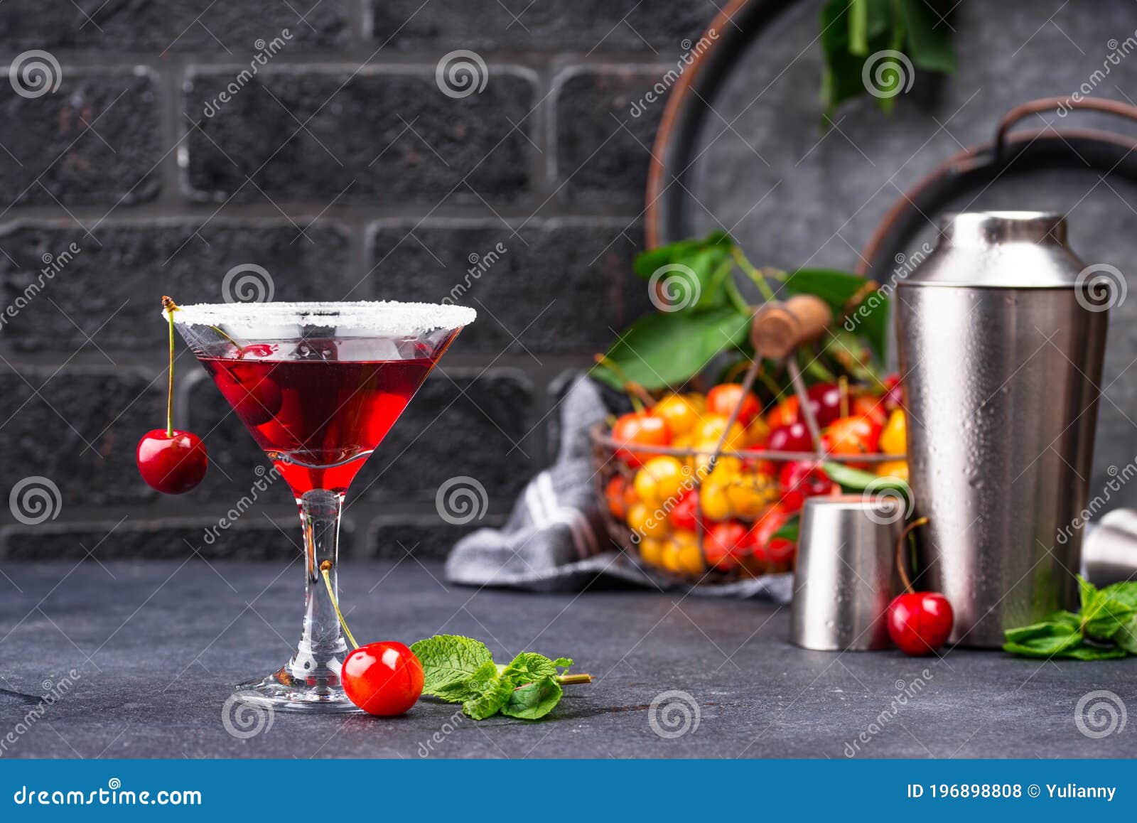 Red Cherry Martini Summer Cocktail Stock Photo - Image of martini ...