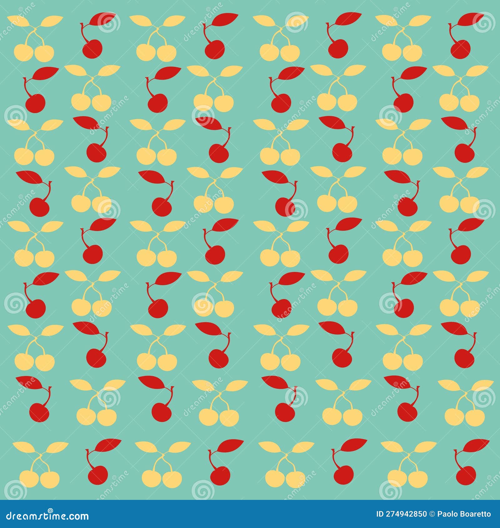Red Cherry Pattern Design, Flat Cherry Pattern Template Vector Stock ...