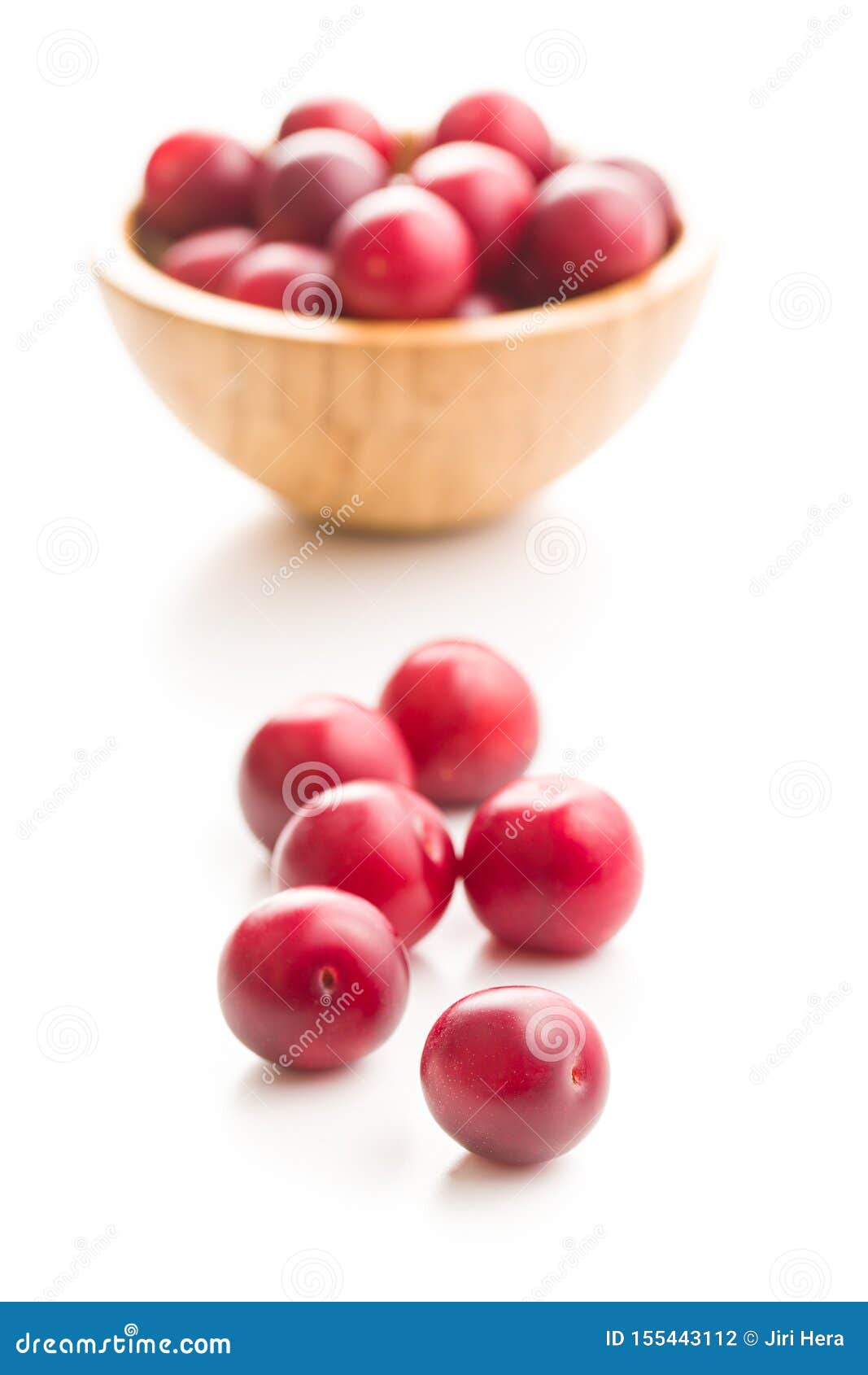 The red cherry plums fruit stock photo. Image of background - 155443112