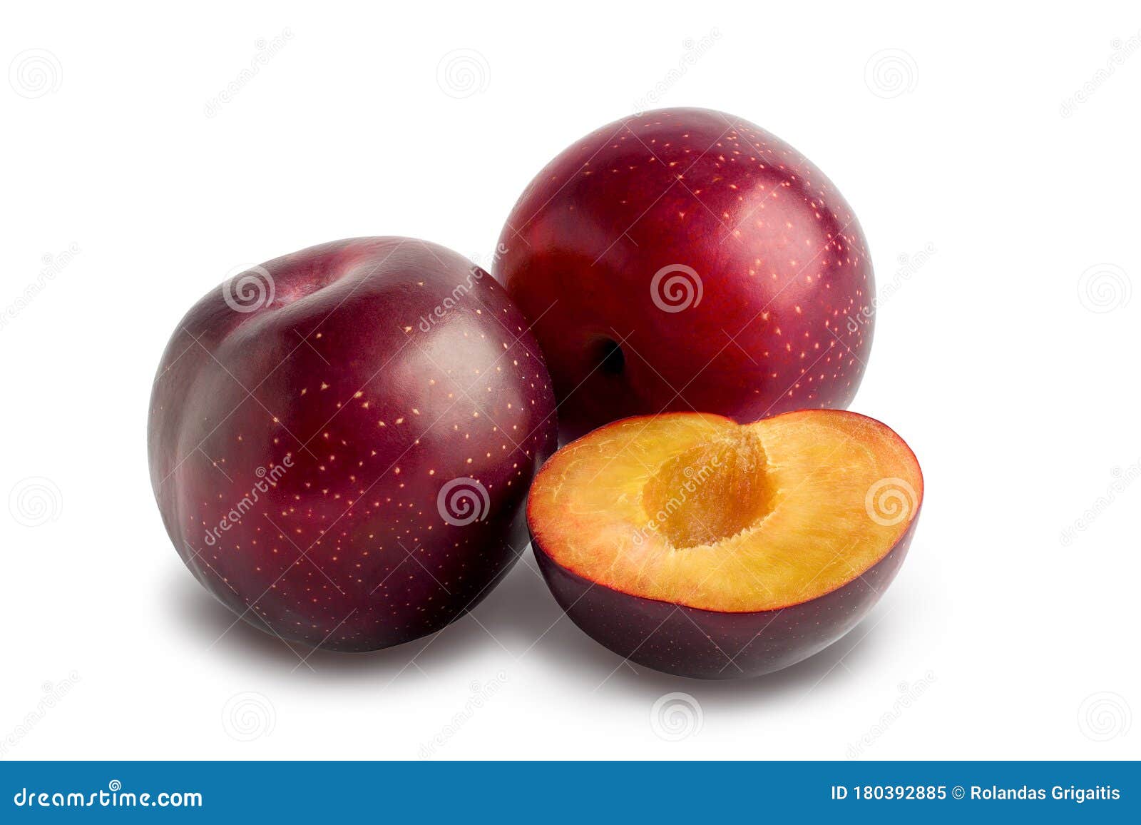 Red Cherry Plums Isolated on White Background Stock Image - Image of ...