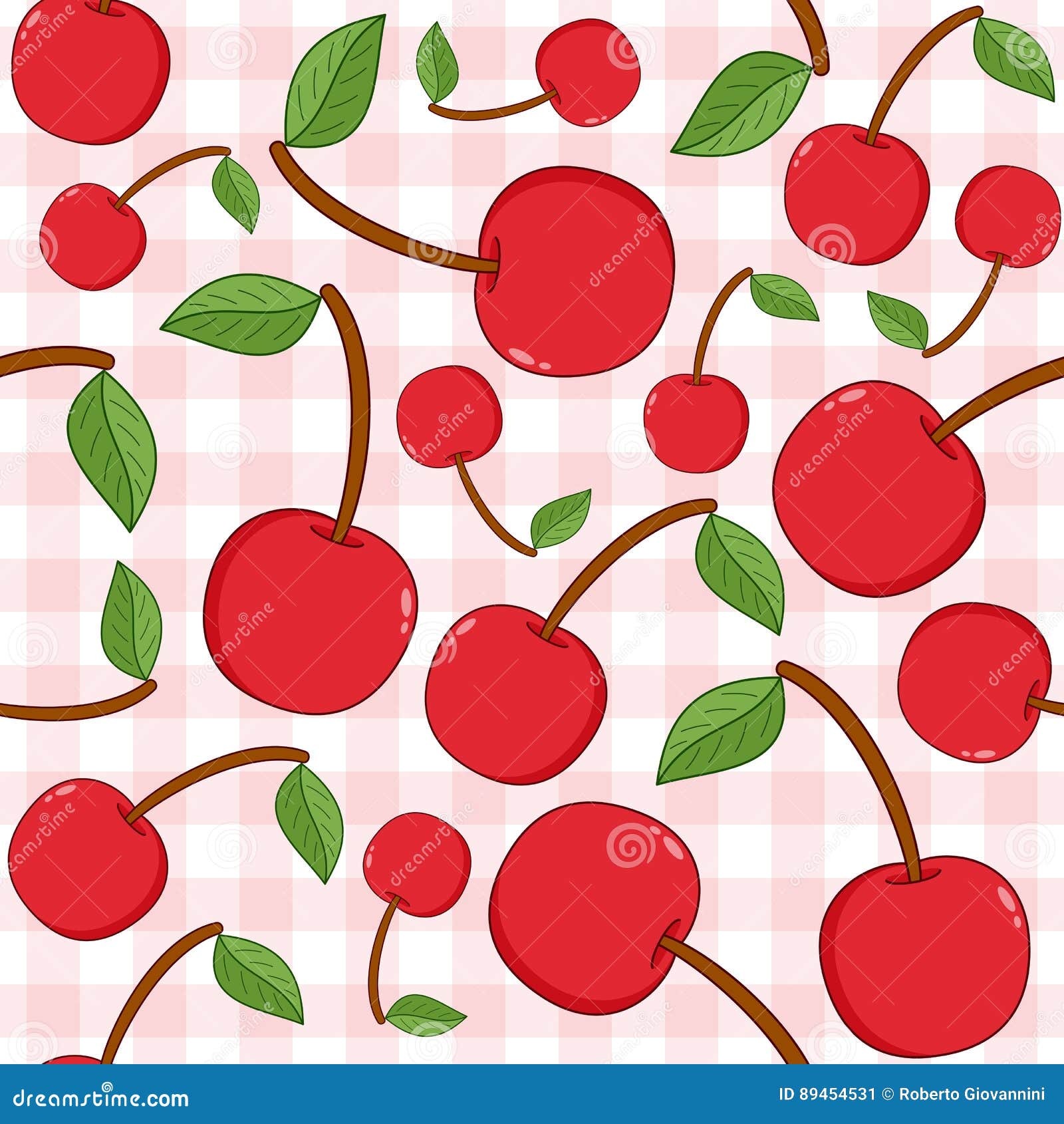 Red Cherry Seamless Pattern on Tablecloth Stock Vector - Illustration ...