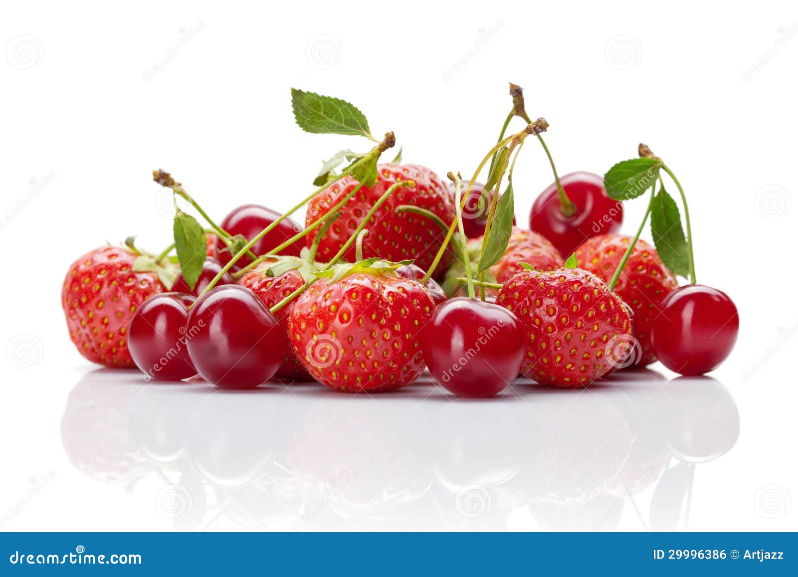 Red Cherry with Strawberry on White Stock Photo - Image of closeup ...