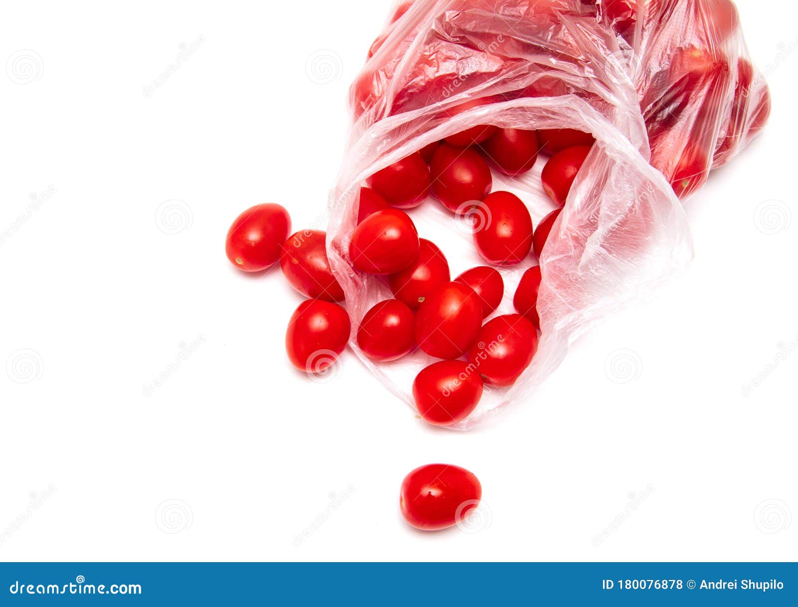 Red Cherry Tomatoes in a Package on a White Background Stock Photo ...