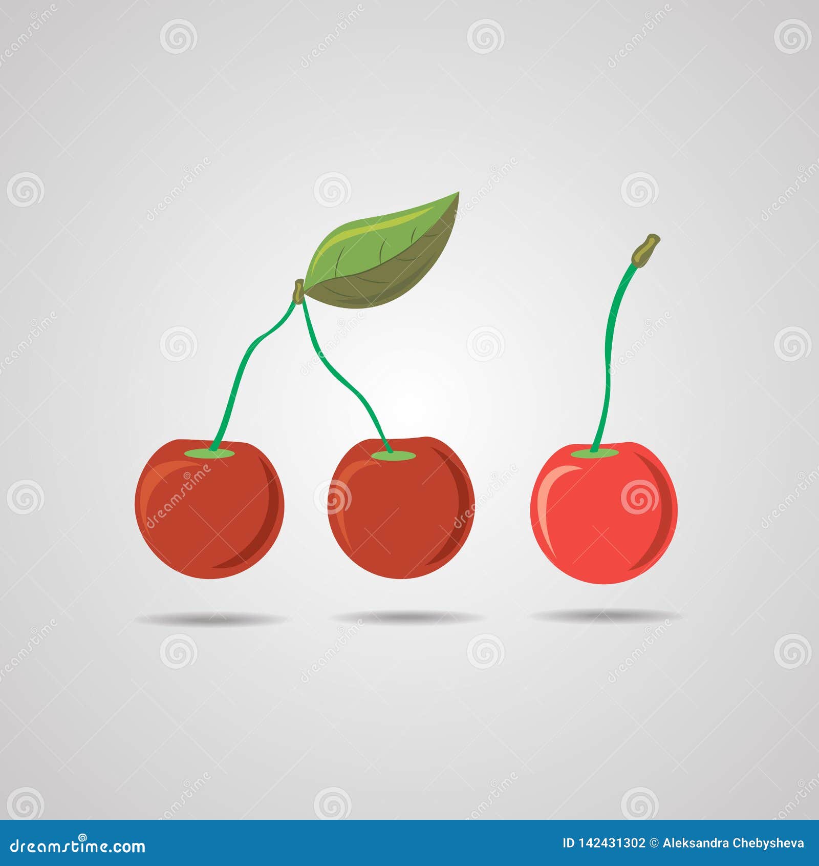 Red Cherry Vector Icon. Red Cherry Isolated on Gray Background Stock ...