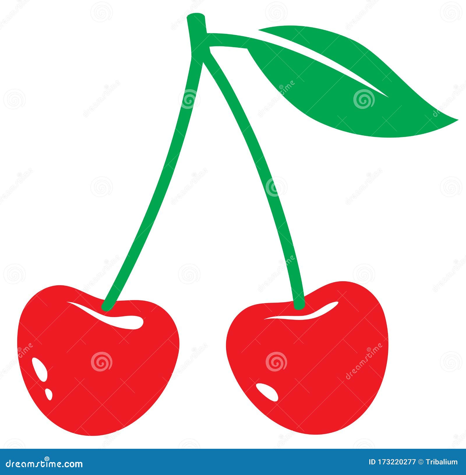 Red Cherry Vector Illustration Icon Stock Illustration - Illustration ...
