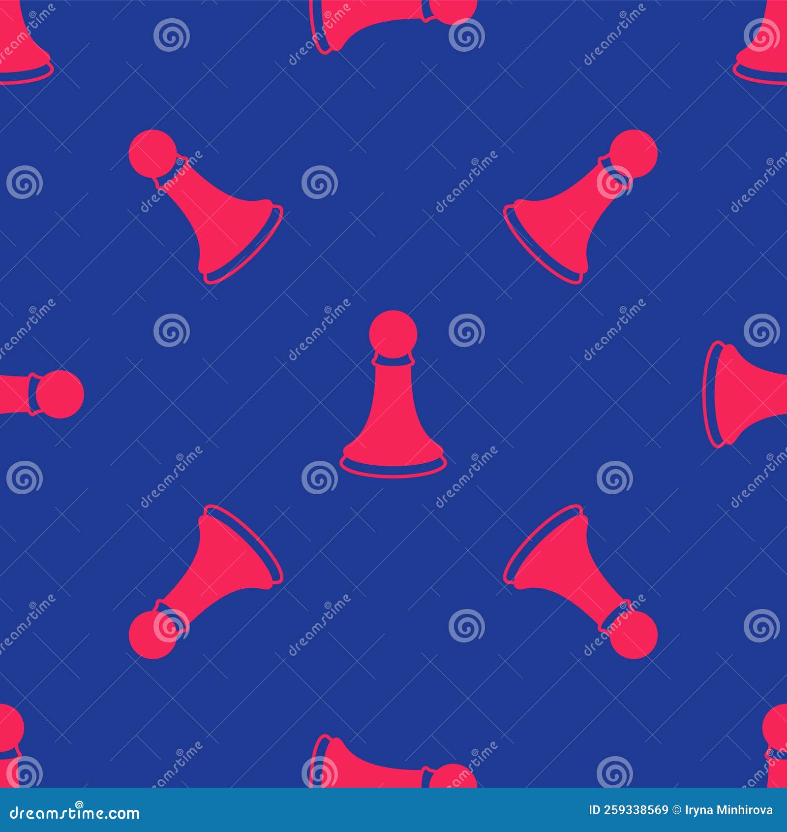 Red Chess Pawn Icon Isolated Seamless Pattern on Blue Background ...