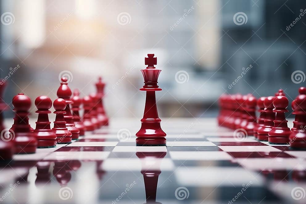 A Red Chess Pawn Standing in Front of a Group of Red Chess Pieces ...