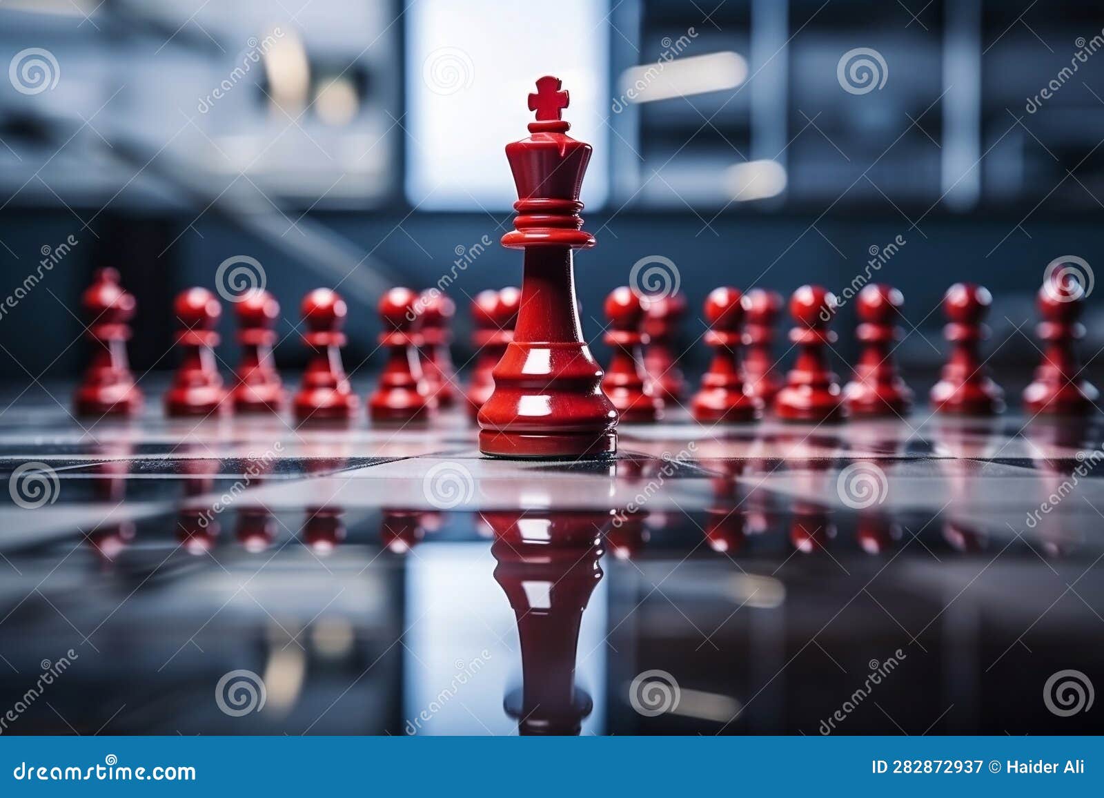 A Red Chess Pawn Standing in Front of a Group of Red Chess Pieces ...